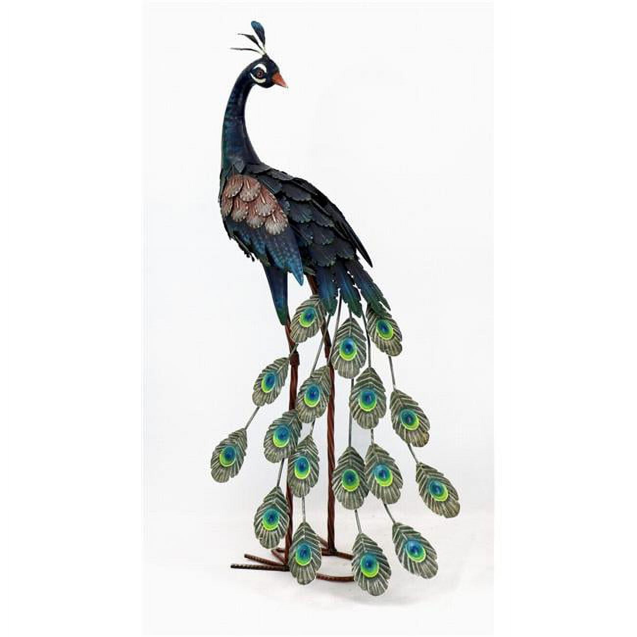 Metal Peacock with Tail Feathers Lowered Garden Sculpture - Walmart.com