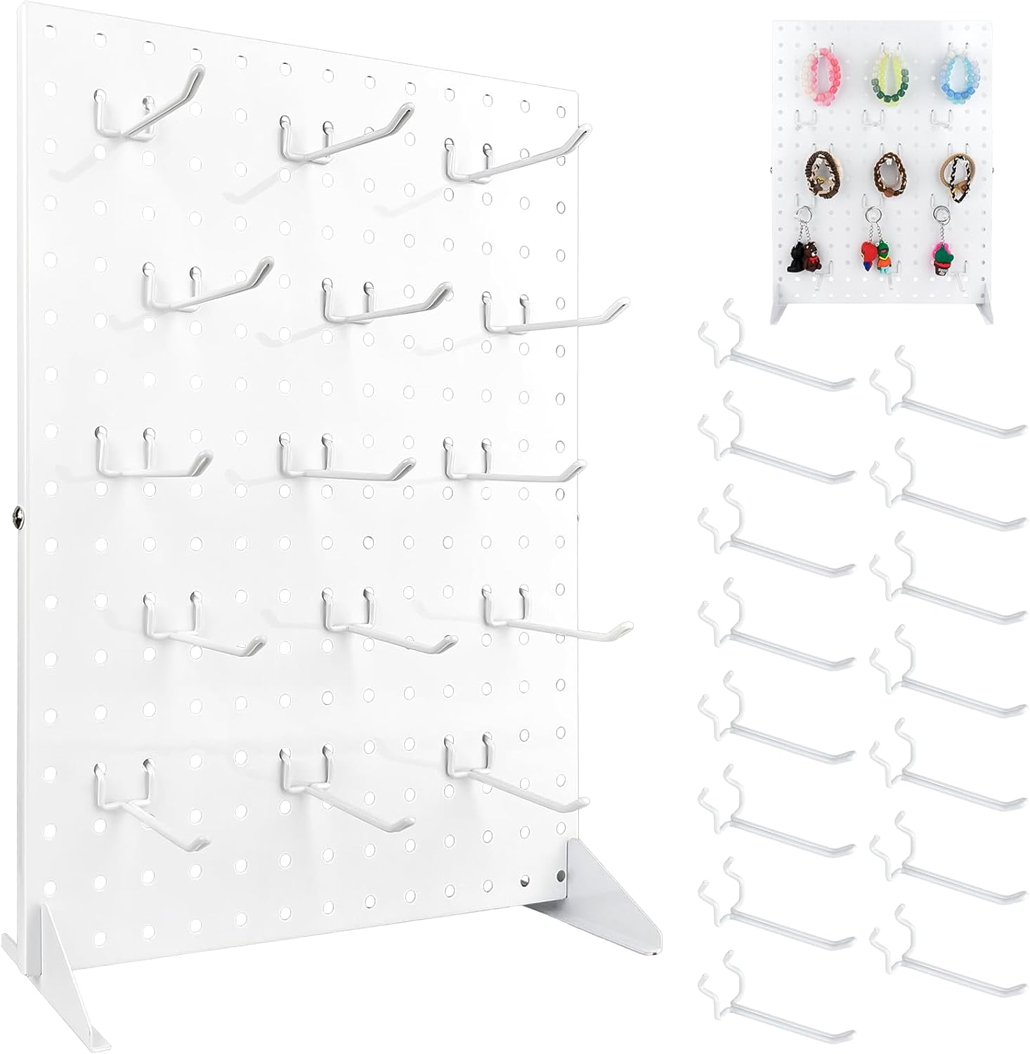 Metal Pegboard Display Stand with 15 Peg Hooks for Craft Shows & Fairs ...