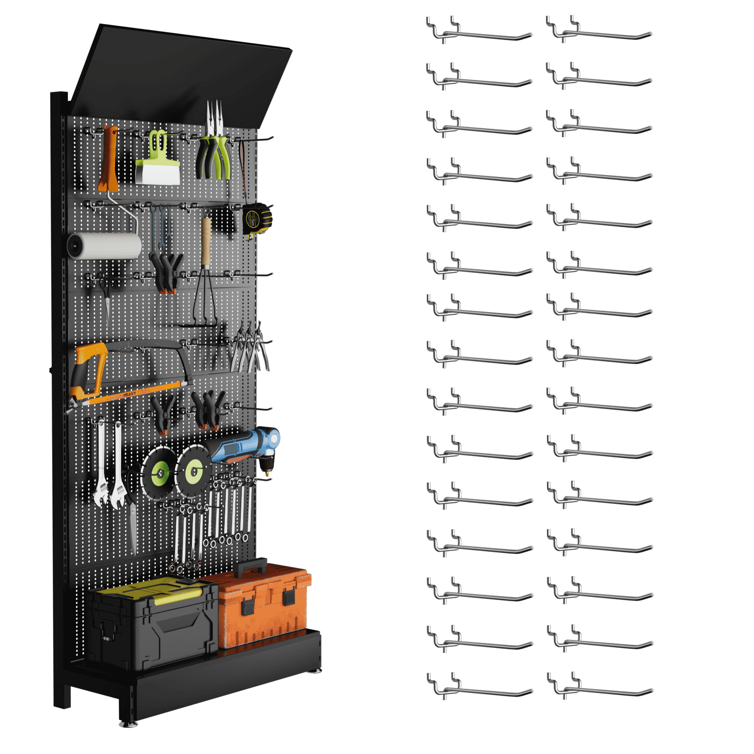 Metal Pegboard Display Stand, with 30 Hooks, 85x36x13 in, Can Bear ...