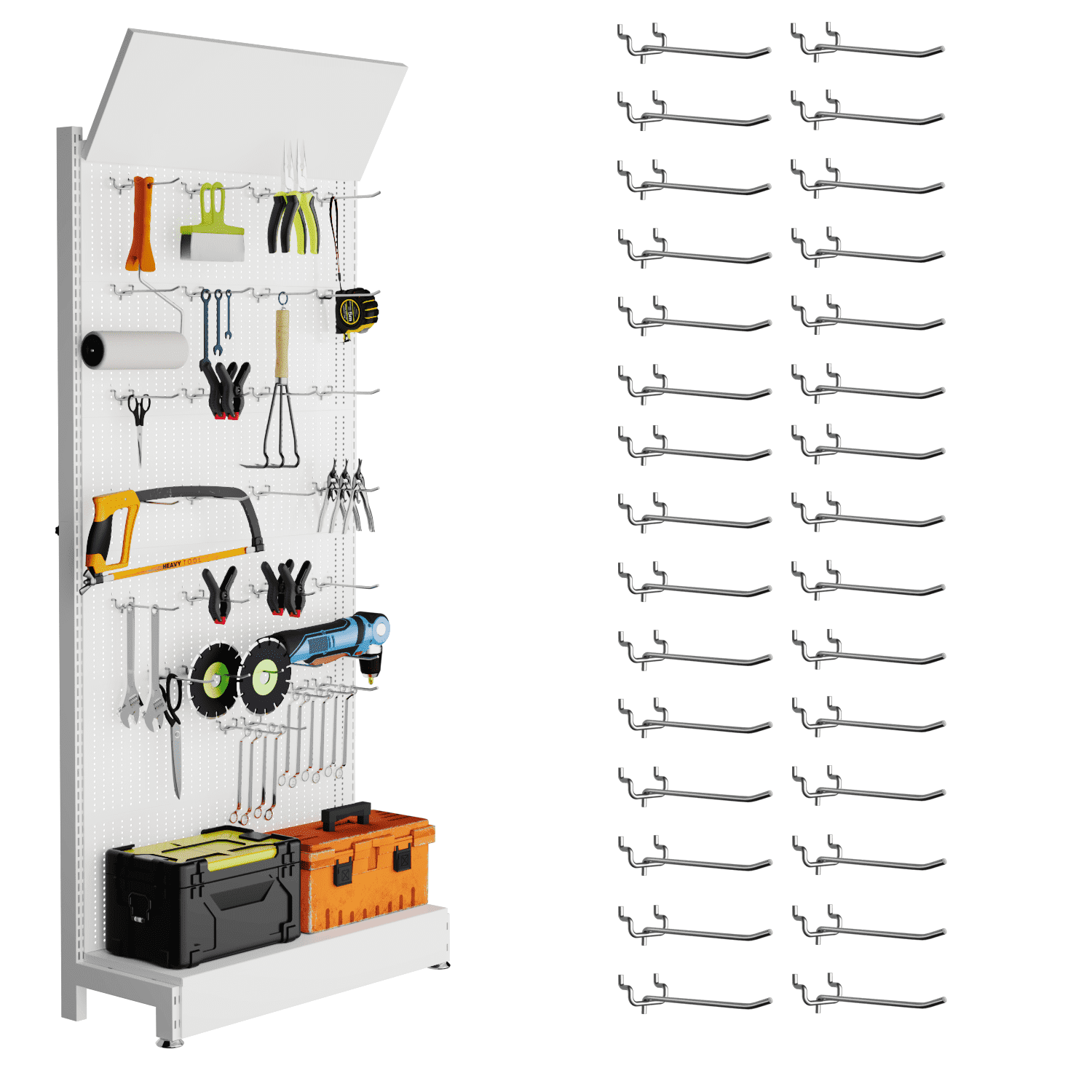 Metal Pegboard Display Stand, with 30 Hooks, 85x36x13 in, Can Bear ...
