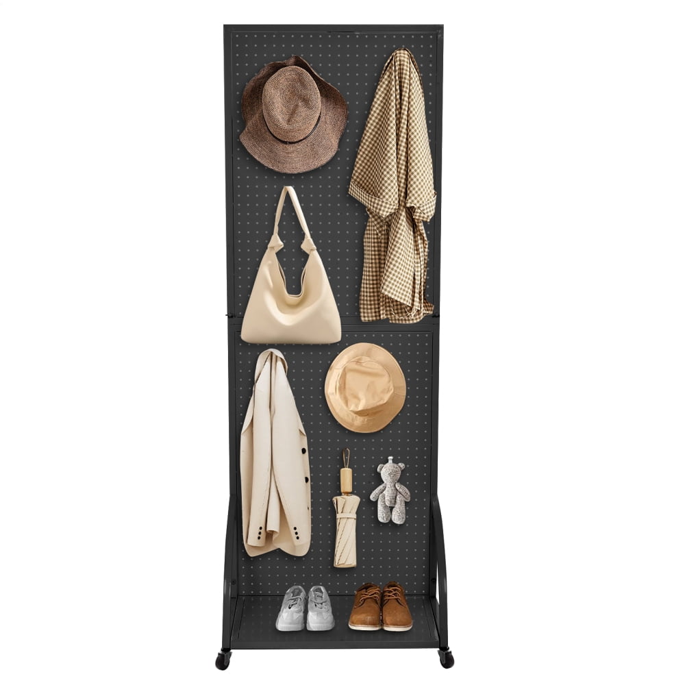 Metal Pegboard Display Stand with Wheels, Portable Peg Board Panel with ...