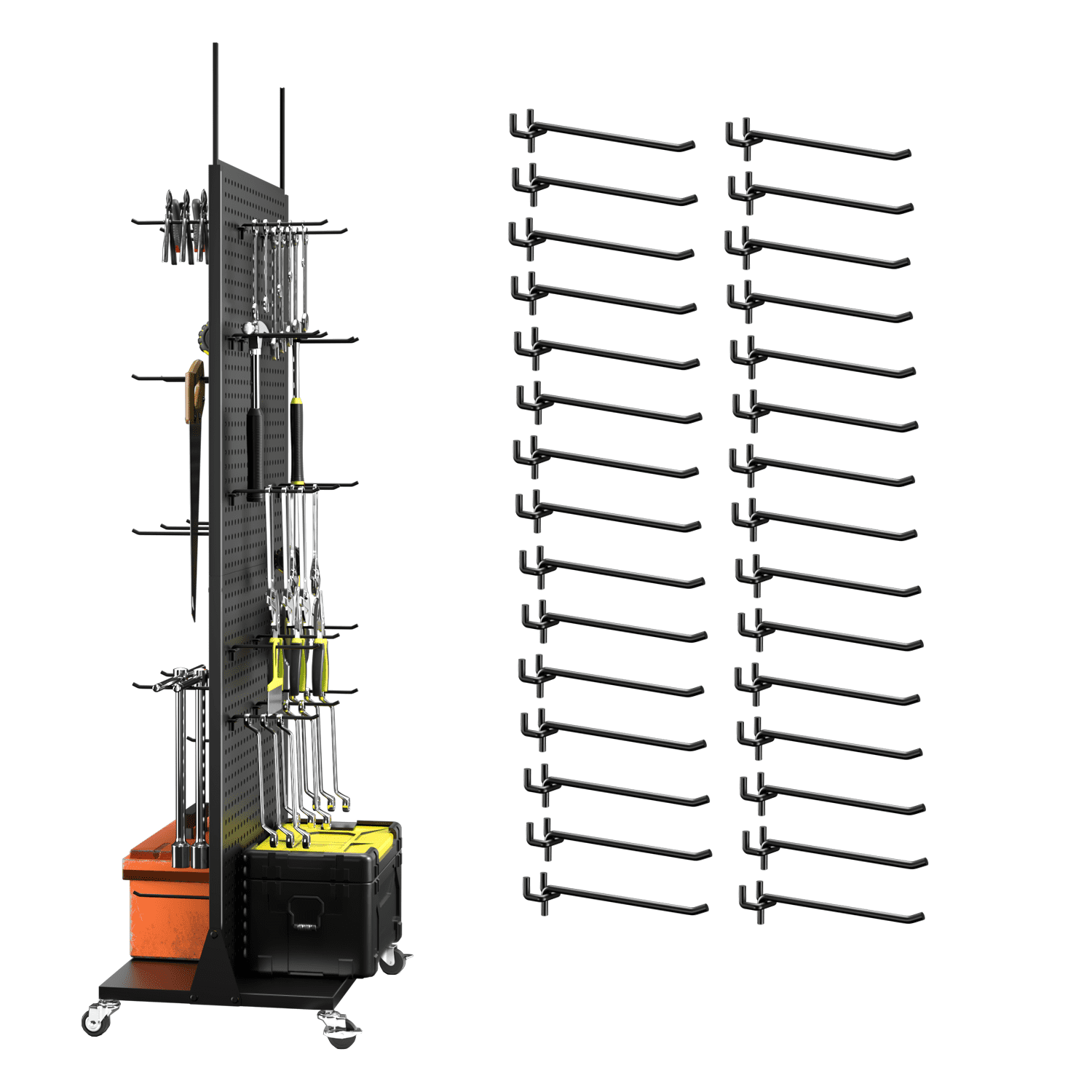 Metal Pegboard Panels - Double Sided Peg Board Shelving with 30 Hooks ...