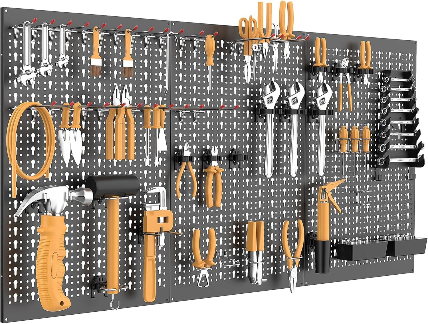 Metal Pegboard Wall Tool Organizer Board with Pegboard Hooks, 24x48in ...