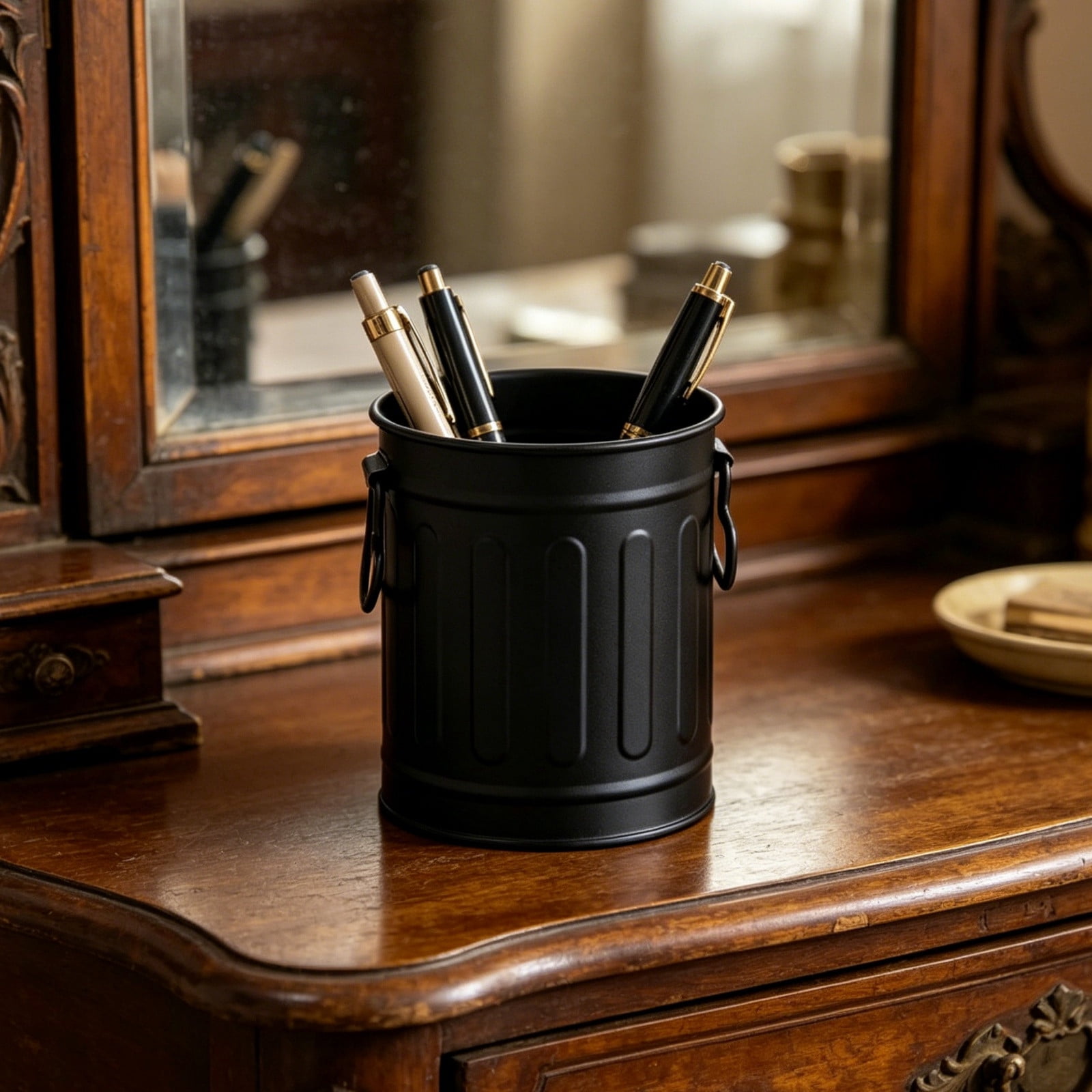 Metal Pen Holder, 4.50x3.70x3.70 Inch Vintage Iron Desk Organizer with ...