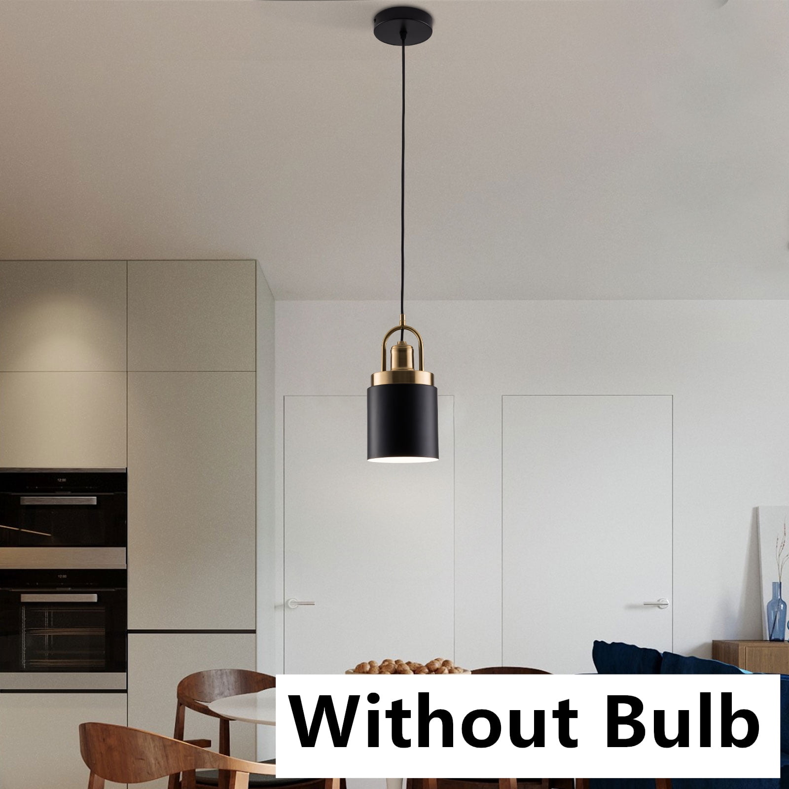 Metal Pendant Light Without Bulb Industrial Kitchen Cylinder Hanging ...