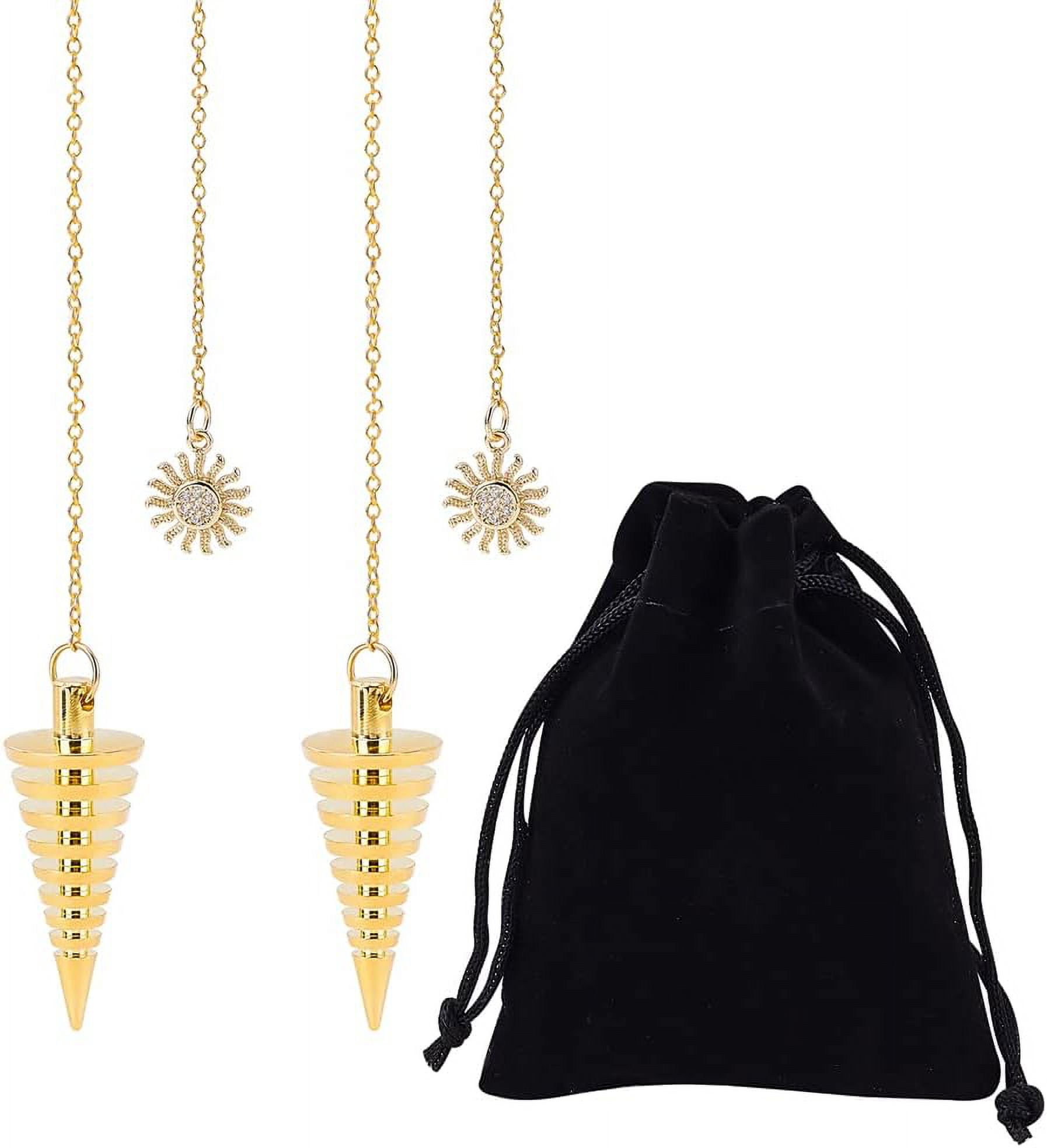 Metal Pendulums for Divination Brass Pendulum with cone and Sun Pendant ...