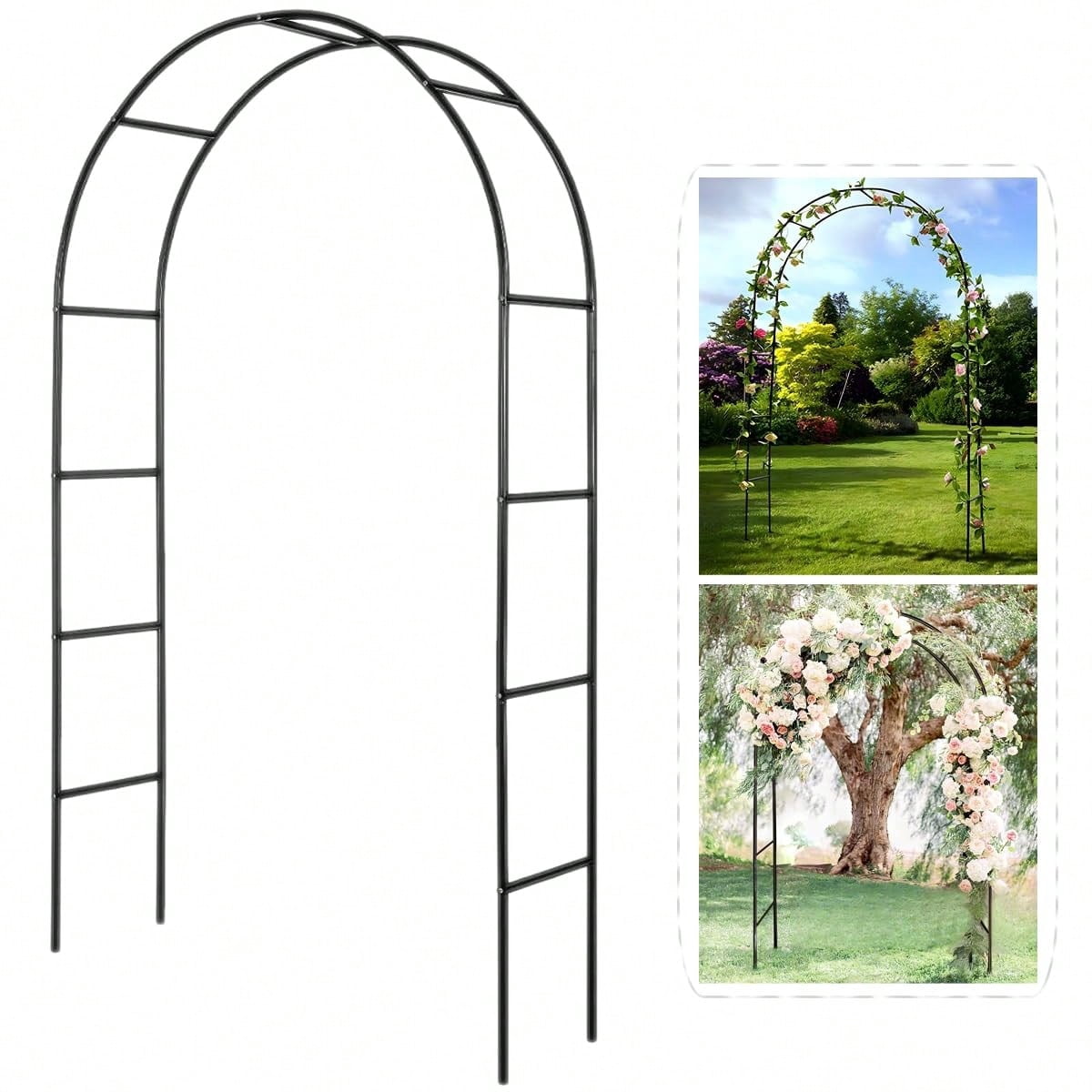 Metal Pergola Arbor - Freestanding Garden Arch For Climbing Plants ...
