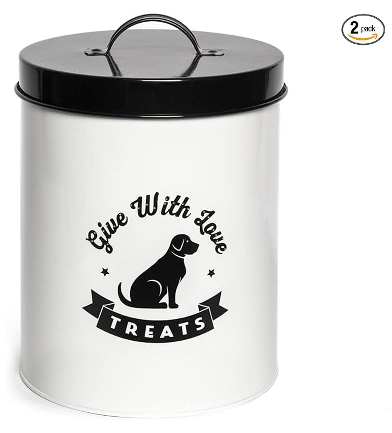 Metal Pet Treat Jar Airtight - Dog & Cat Cookie Container, 2.25 Qt ...