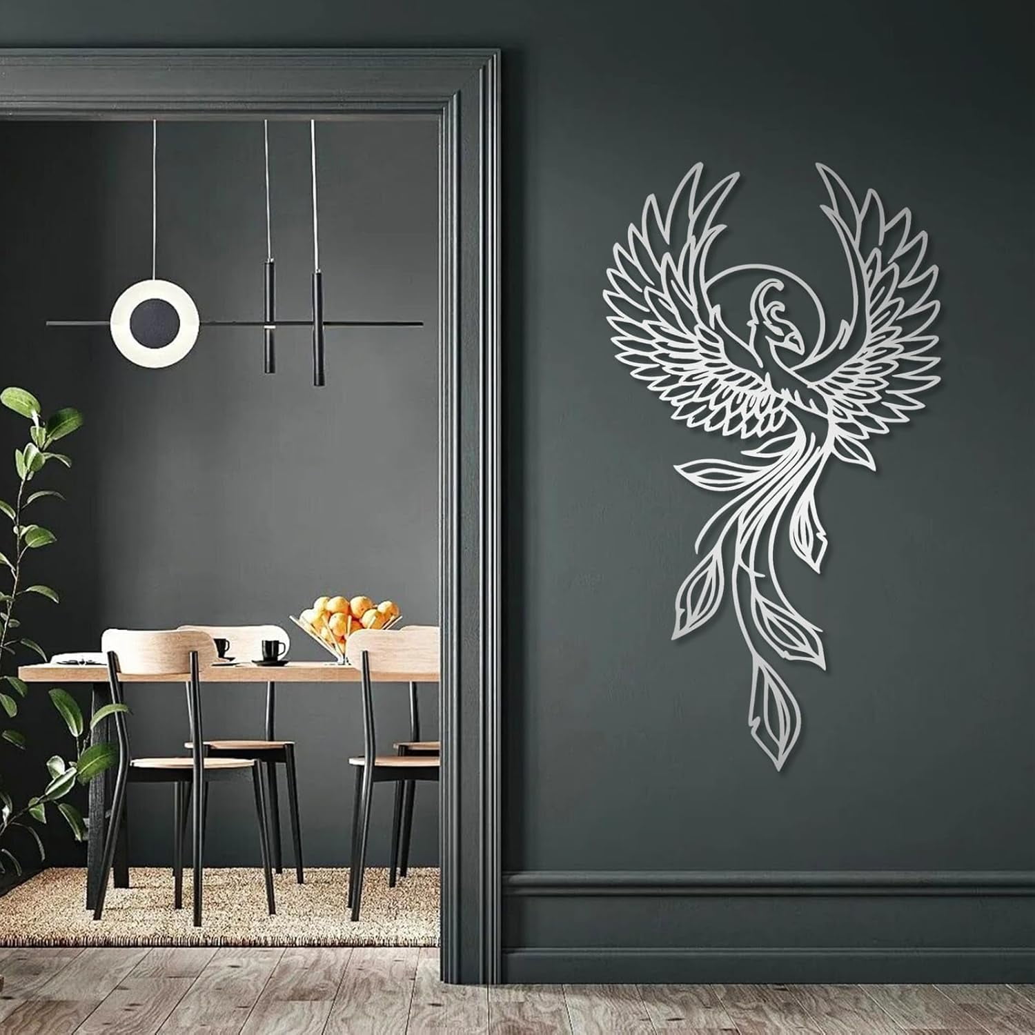Metal Phoenix Wall Decor,Phoenix Metal Artwork,Phoenix Rising Bird Wall ...