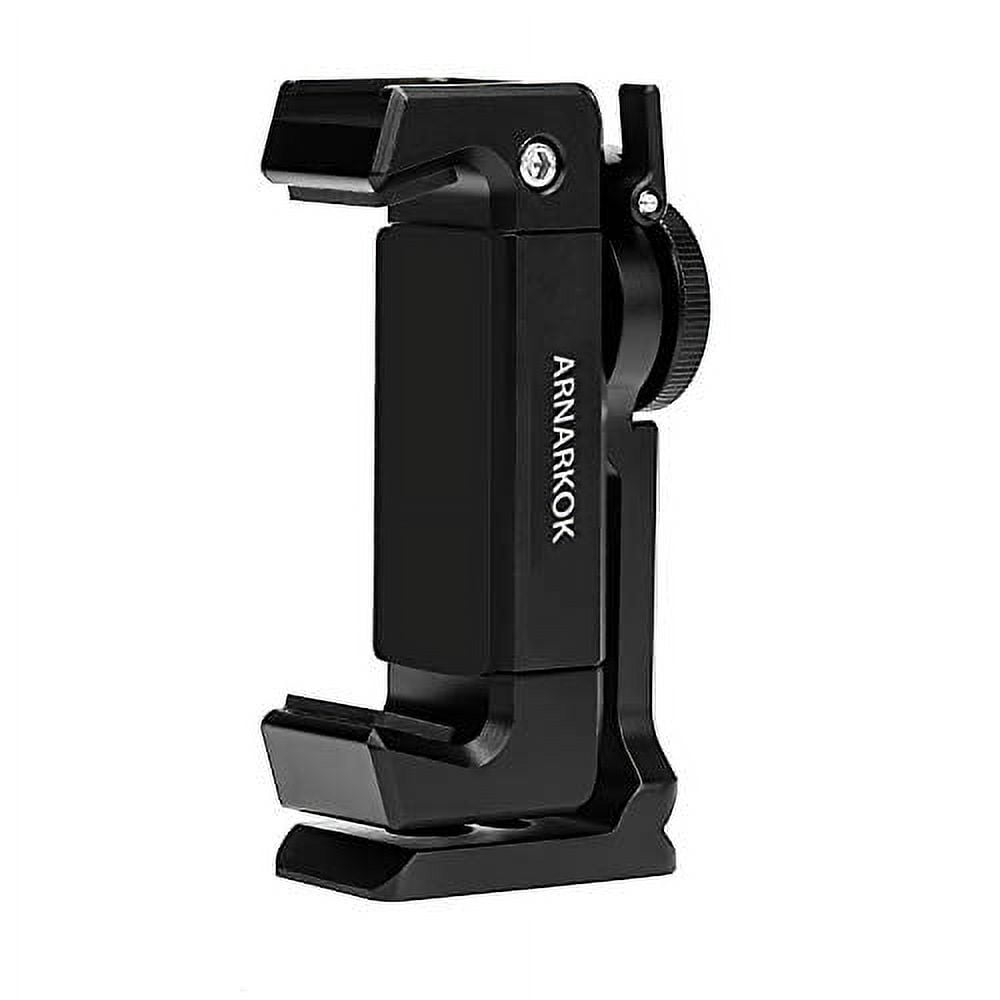 Metal Phone Tripod Mount w Cold Shoe, 1/4 Inch Thread Bracket, 360 ...
