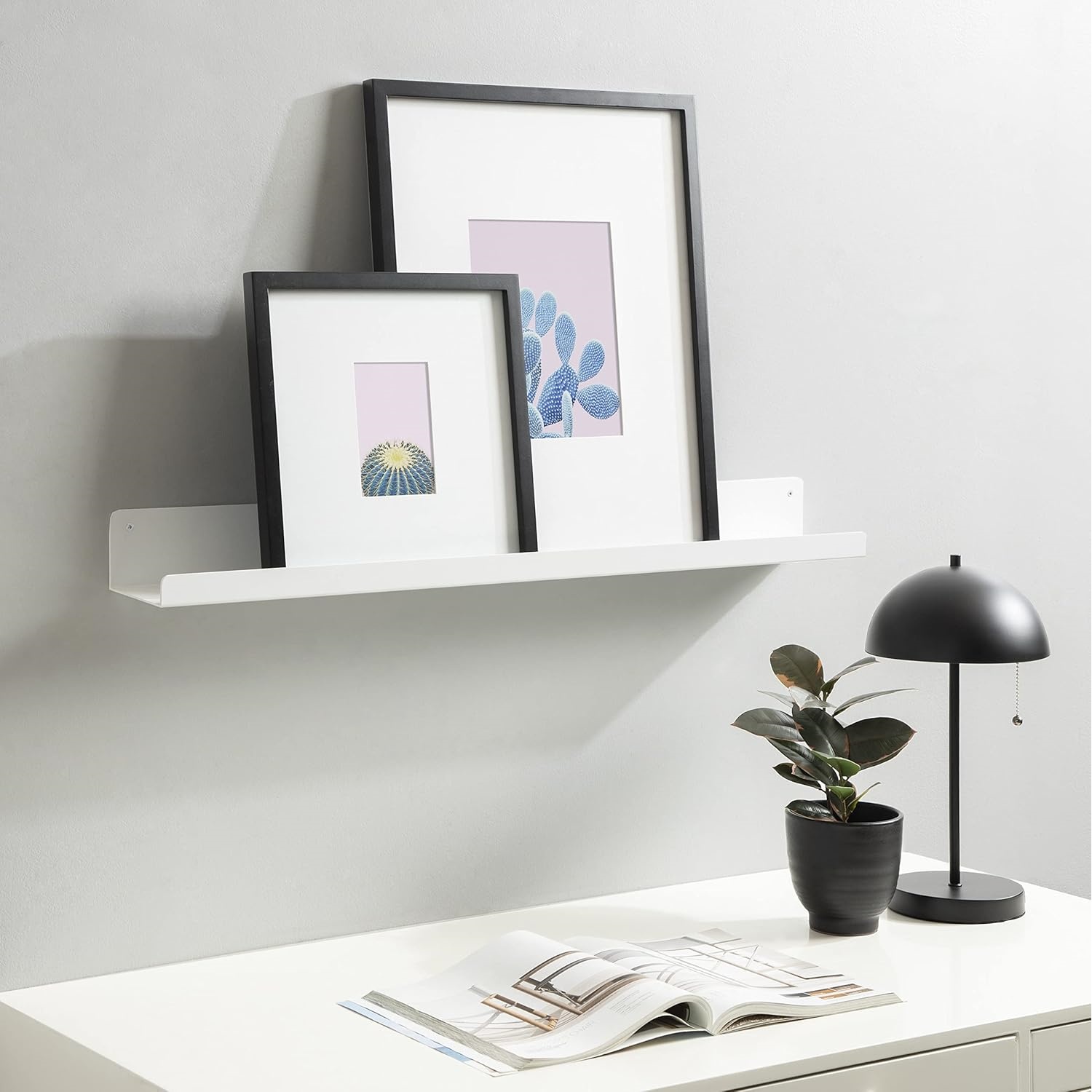 Metal Photo Display Ledge; 36; White; Decorative Contemporary Floating ...