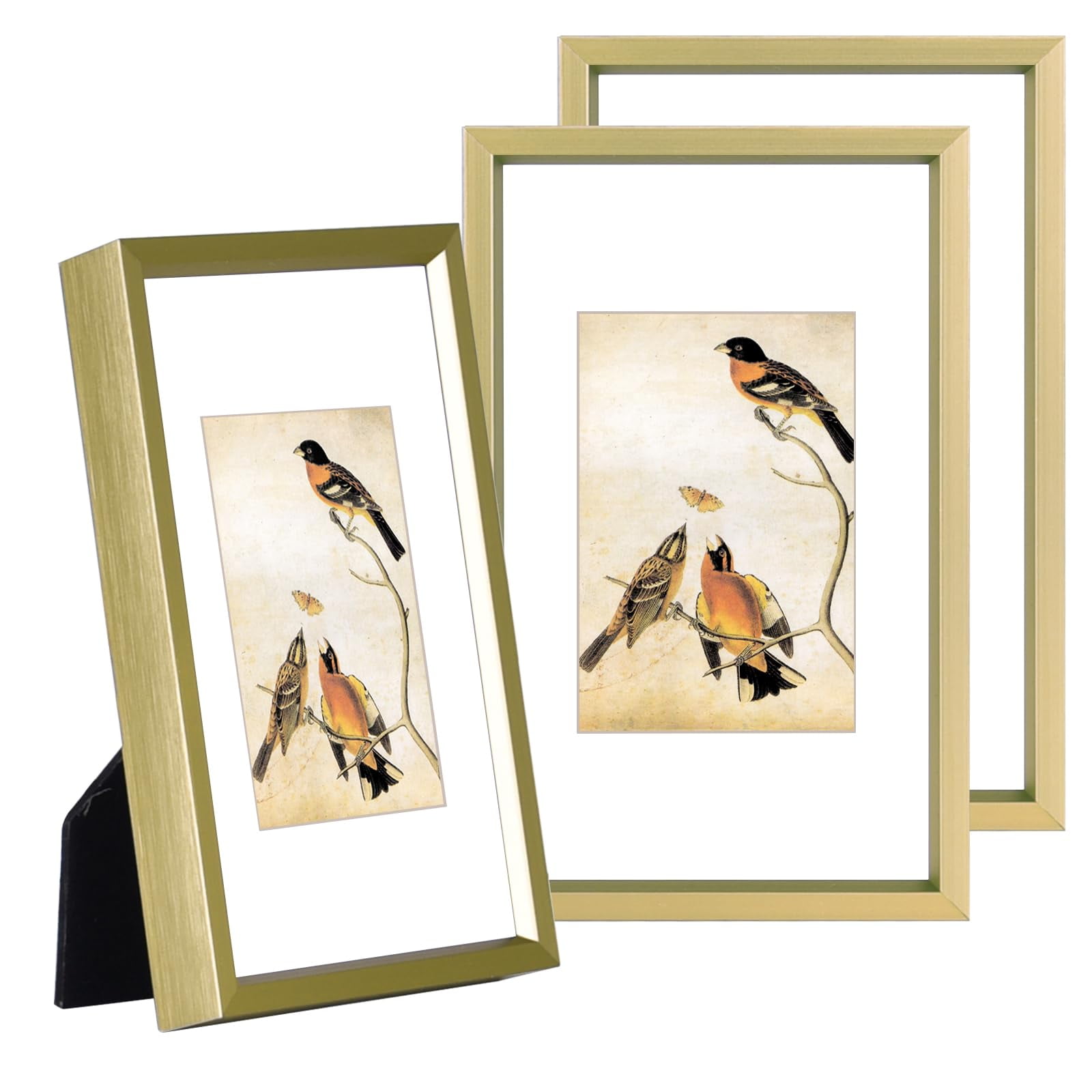 Metal Picture Frame Set of 3 for 3x5 Photos, Brass Aluminum Frame with ...