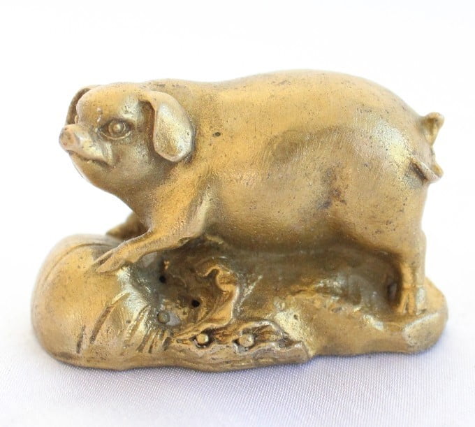 Metal Pig Statue by Feng Shui Import LLC - Walmart.com