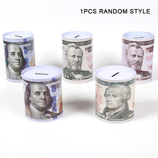 Metal Piggy Bank 100 Dollar Bill Money Jar Benjamin Franklin Money Bank ...