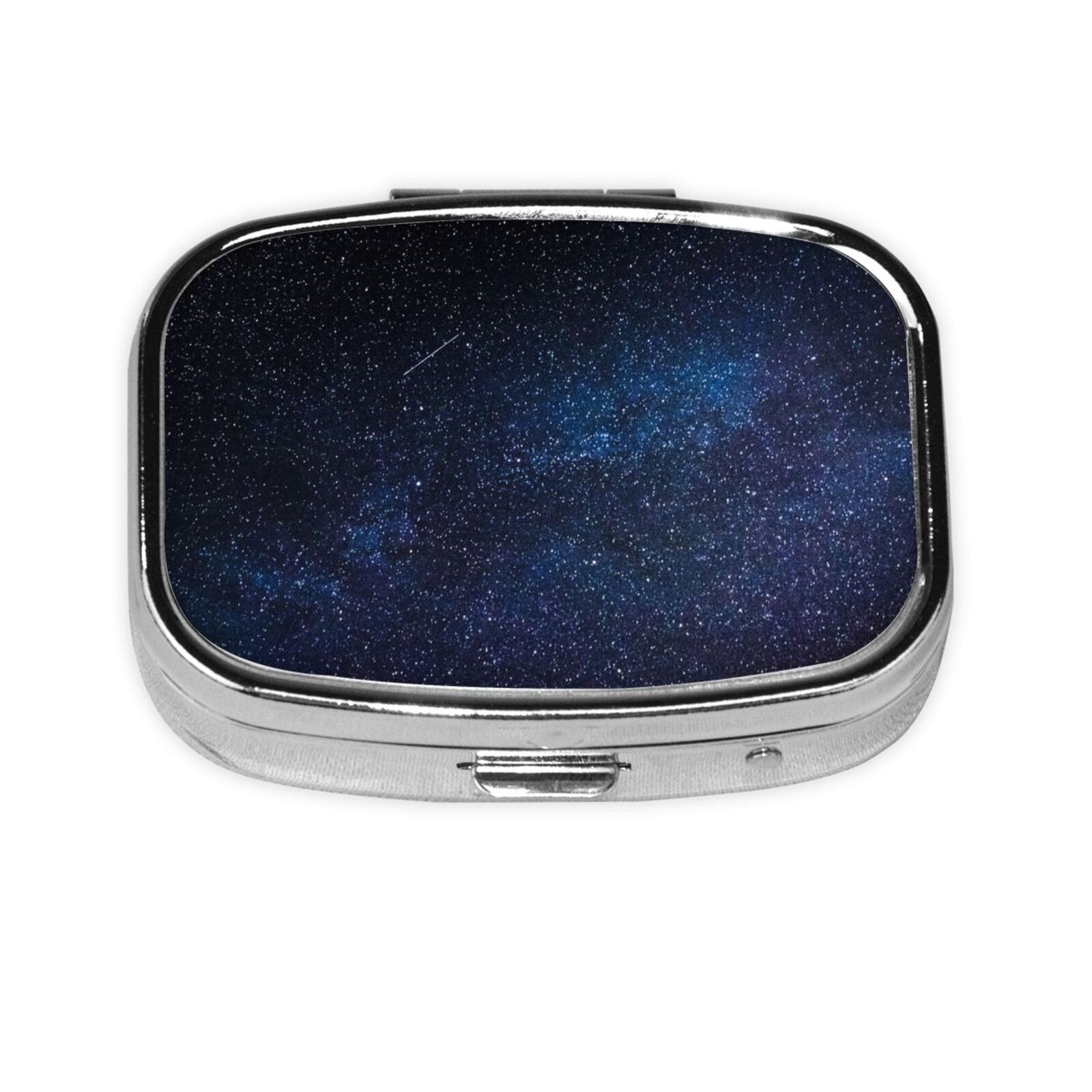 Metal Pill Organizer Black Starry Sky Portable Compact Pill Box 2 ...