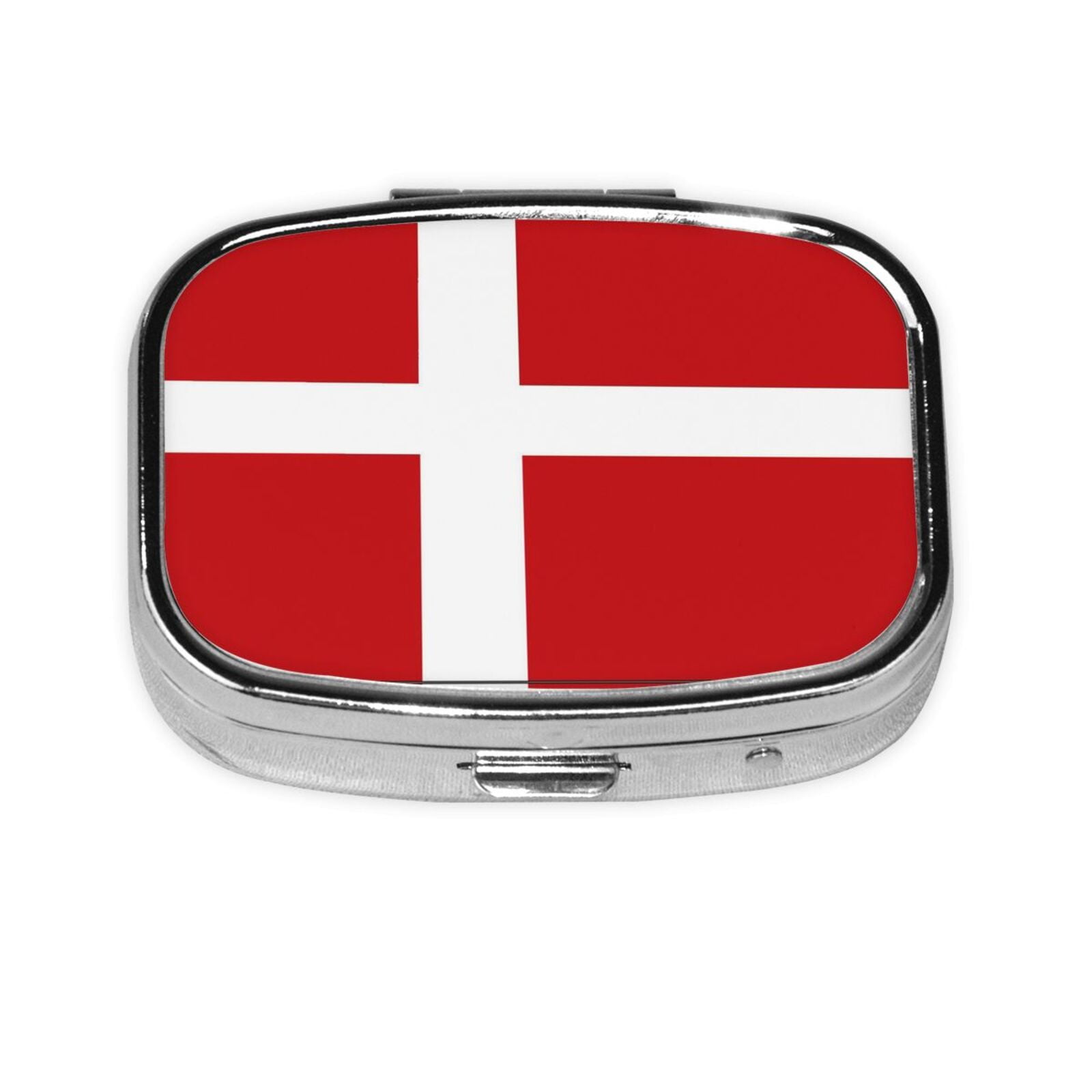 Metal Pill Organizer Danish Flag Portable Compact Pill Box 2 ...