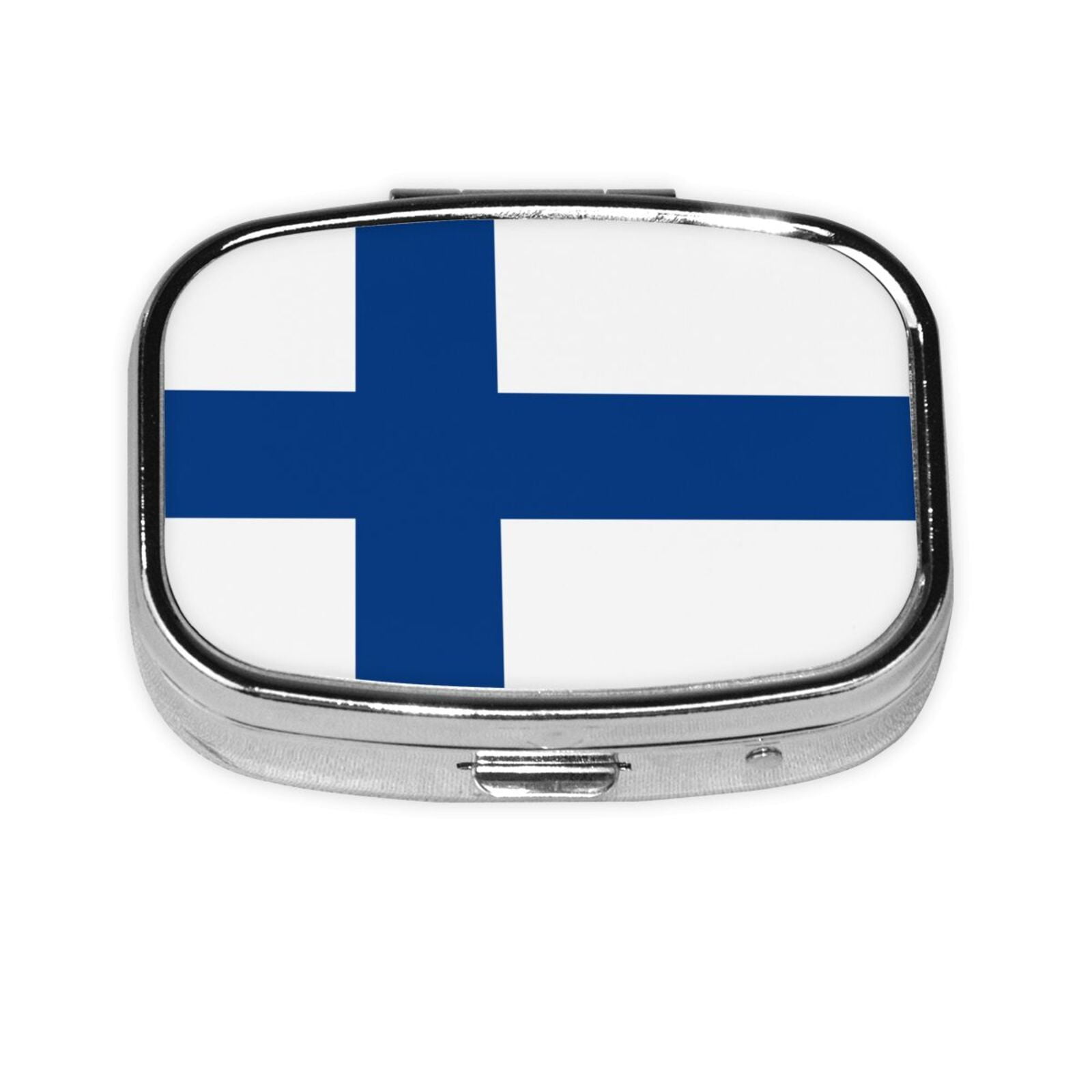 Metal Pill Organizer Flag Of Finland Portable Compact Pill Box 2 ...