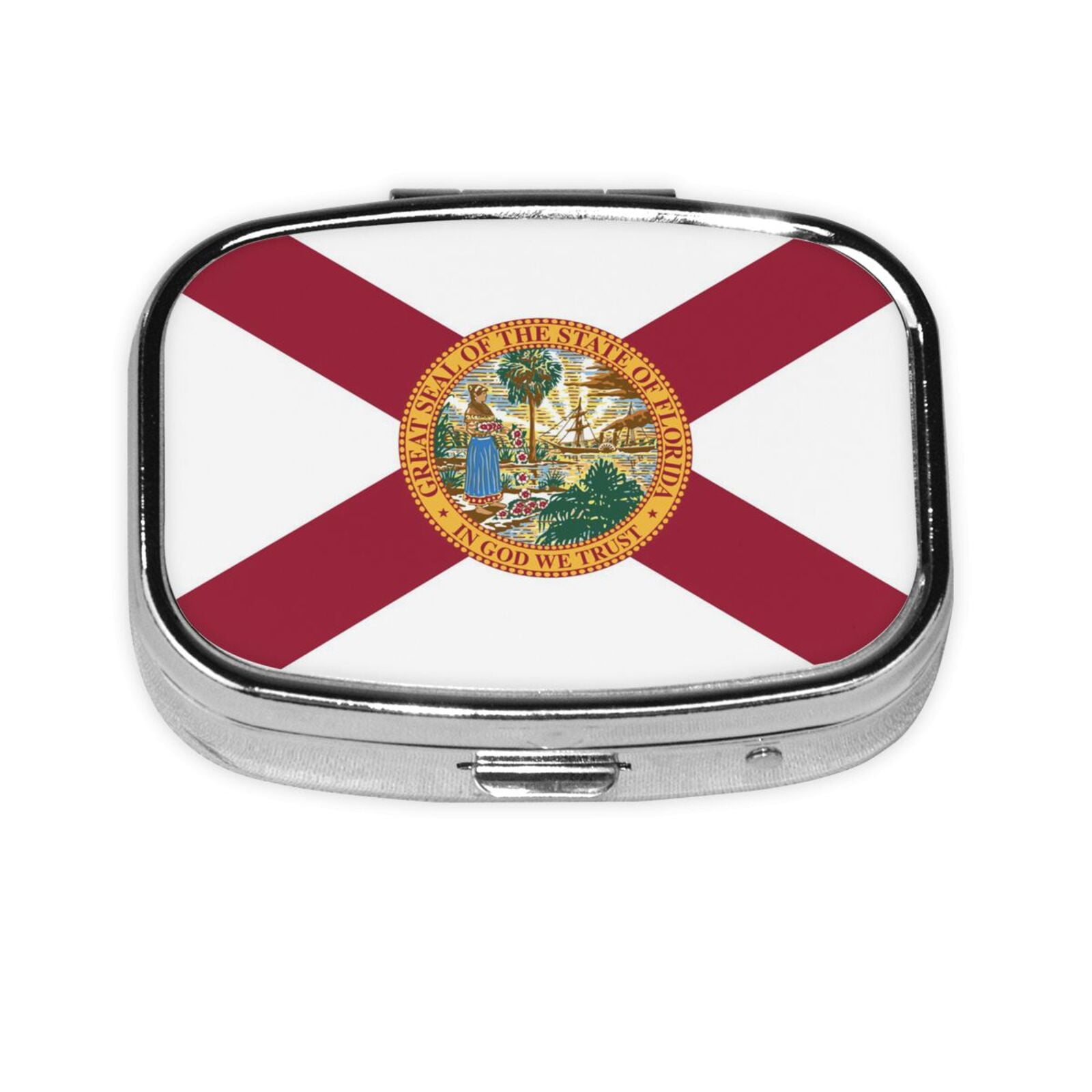 Metal Pill Organizer Florida Flag Portable Compact Pill Box 2 ...