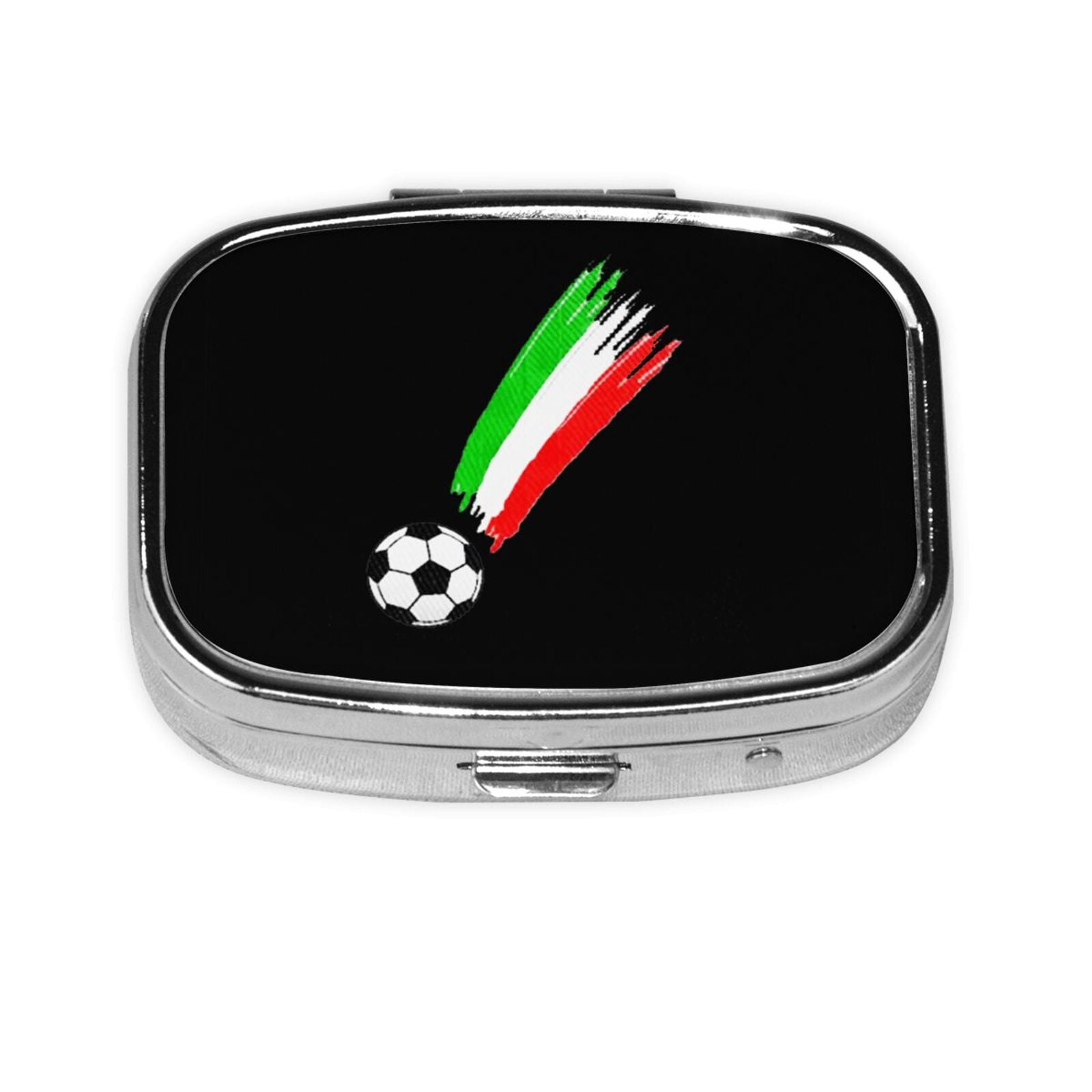 Metal Pill Organizer Italian Flag And Football Portable Compact Pill ...