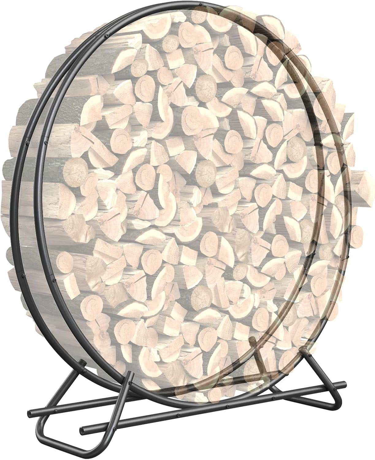 Metal Pipe Firewood Rack Circle - Black Steel Log Holder for Indoor and ...