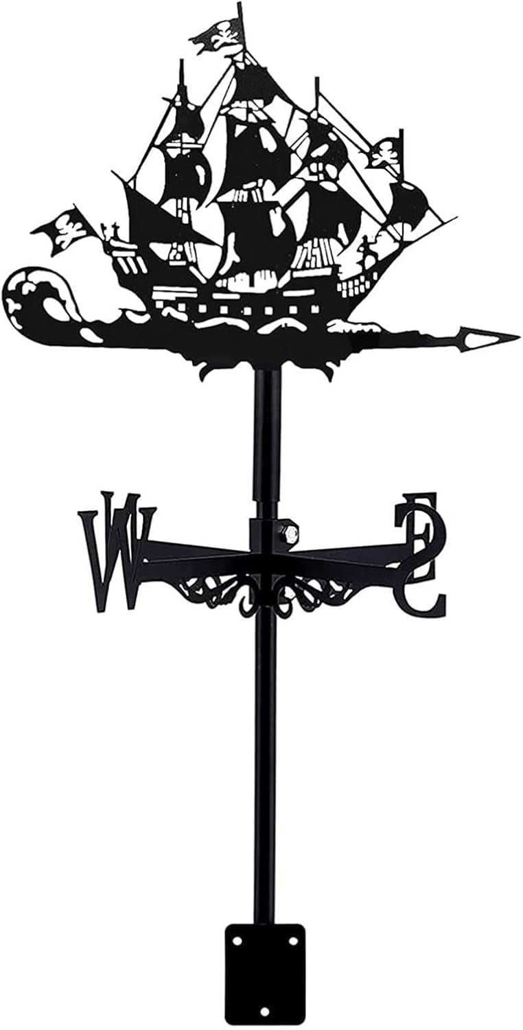 Metal Pirate Ship Sailing Ship Weathervane Ornament Roof Mount Durable ...