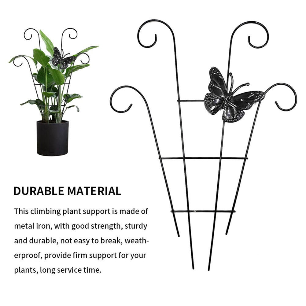 Metal Plant Climbing Frame Iron Flower Leaves Support Tutor Stick Plant ...