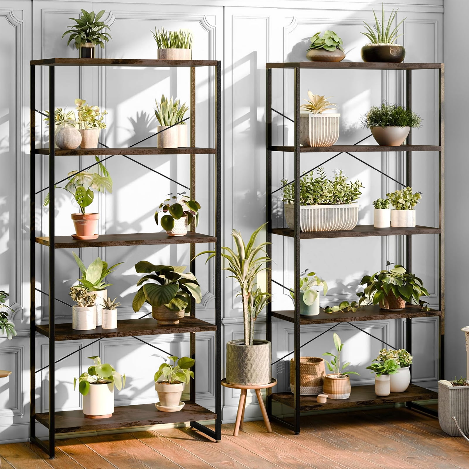 Metal Plant Stand, 5 - Tier Pots Plant Shelf Flower Stand,Bookshelves ...