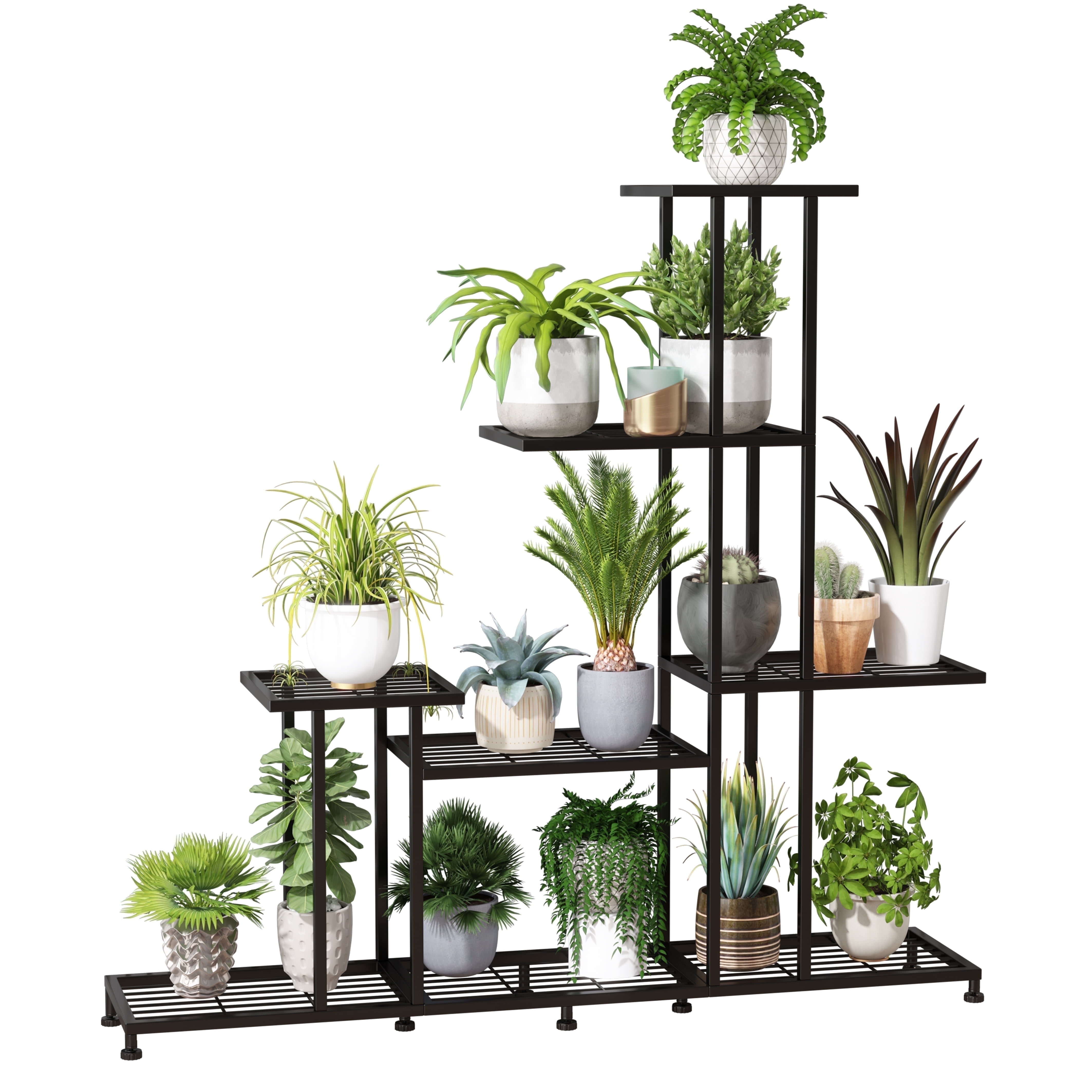 Twhep Black Metal Plant Stand, 5 Tiers 12 Potted Holder for Indoor ...