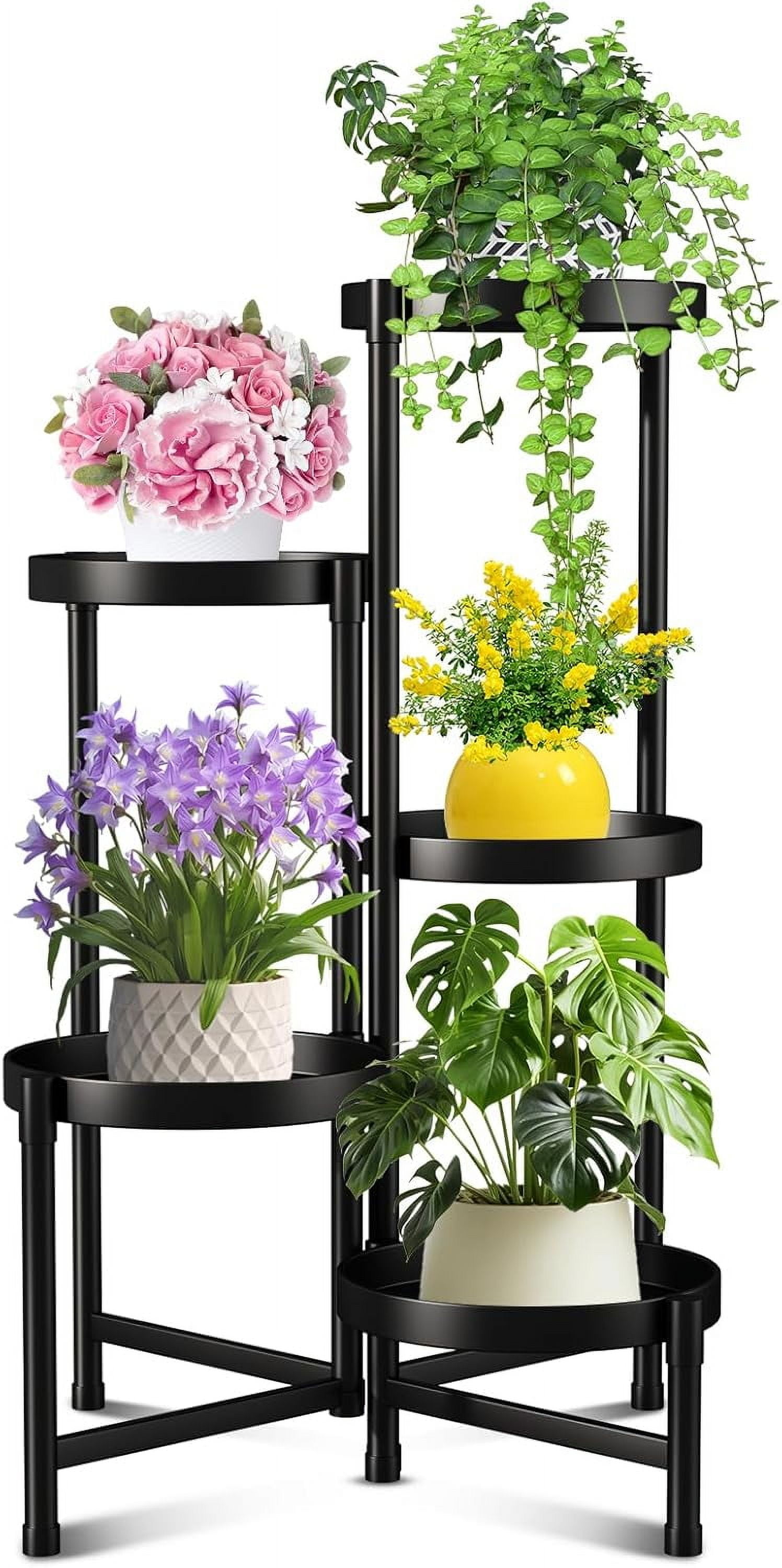 Metal Plant Stand Indoor Outdoor , 5 Tier Foldable Corner Tall Plant ...