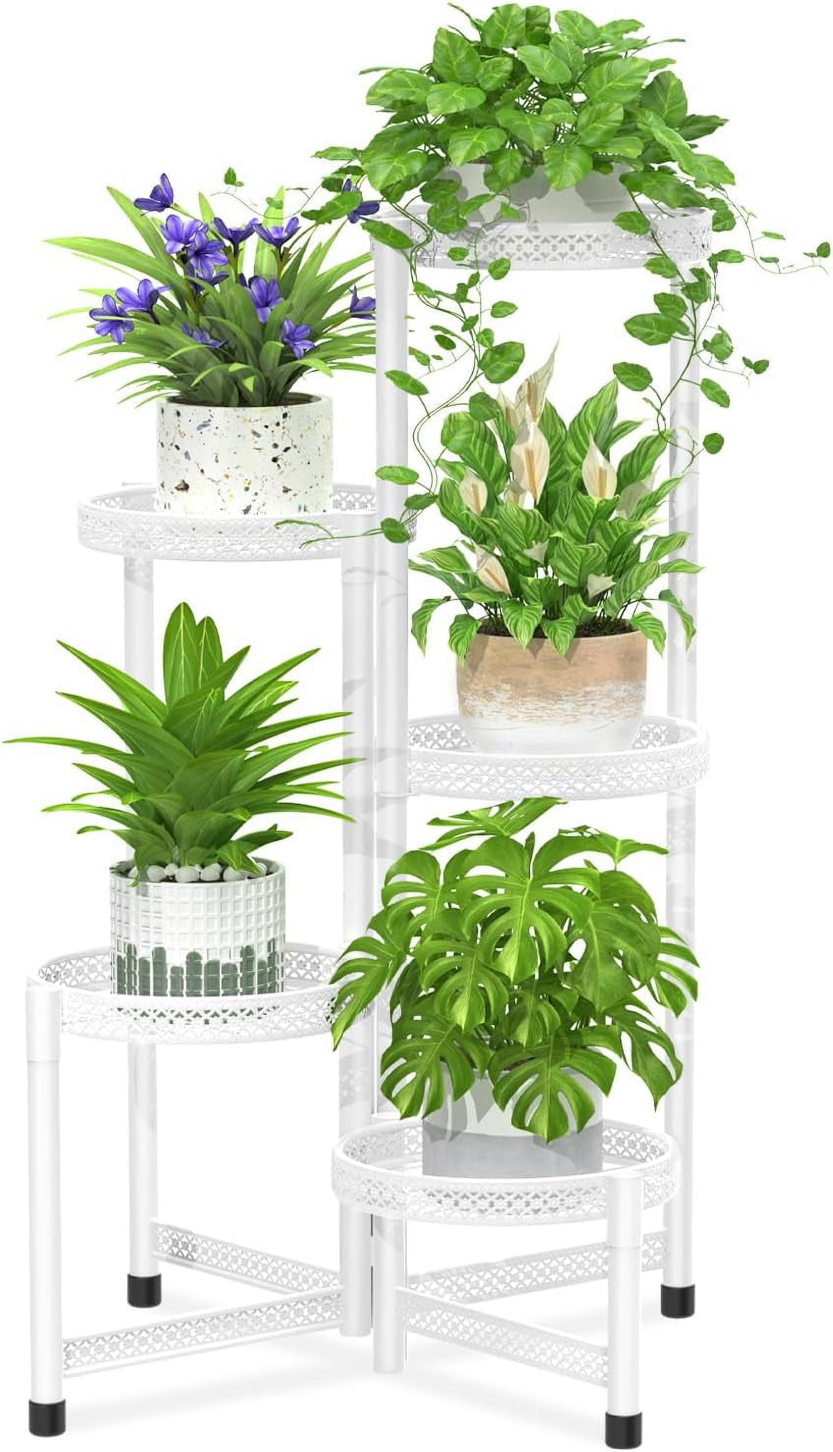 Metal Plant Stand for Indoor Outdoor, Foldable Corner Tall Plant Shelf ...
