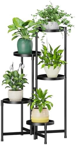 Metal Plant Stand Indoor Outdoor for Multiple Plants, 5 Tiered Folding ...