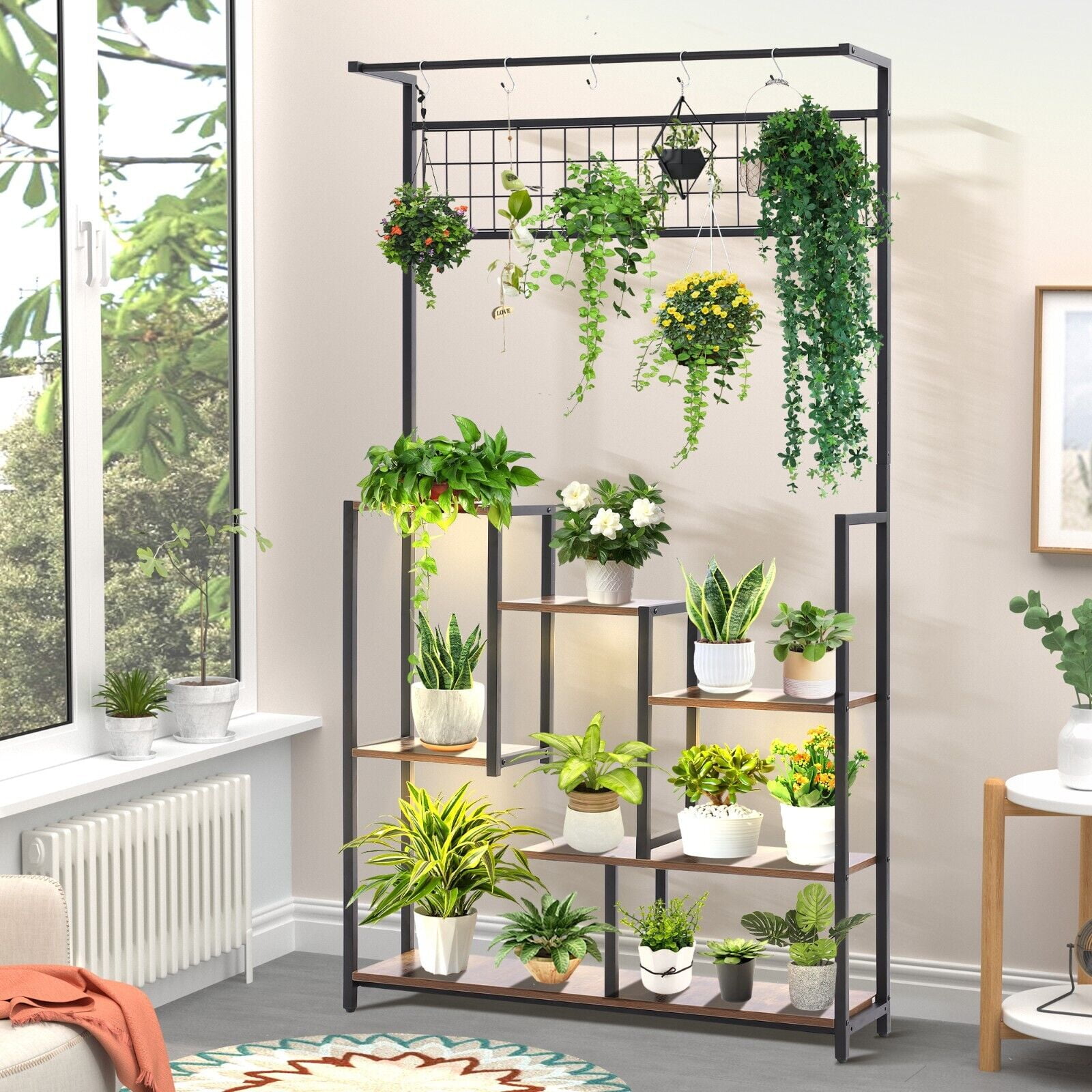 Metal Plant Stand Indoor with Grow Lights 71" Plant Shelf Flower ...