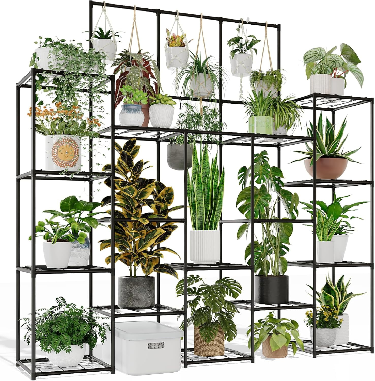 Metal Plant Stand Outdoor 63" Tall Plant Shelf for Plants 14-Tier Large ...
