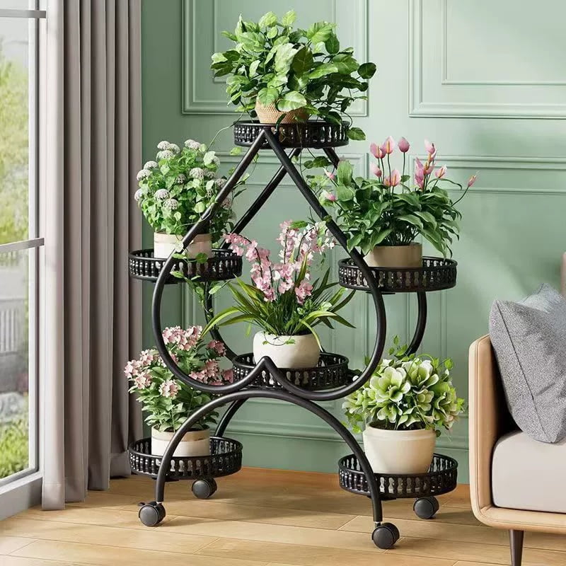 Metal Plant Stand Planter Shelf Floor-Standing Flower Pot Stand Living ...