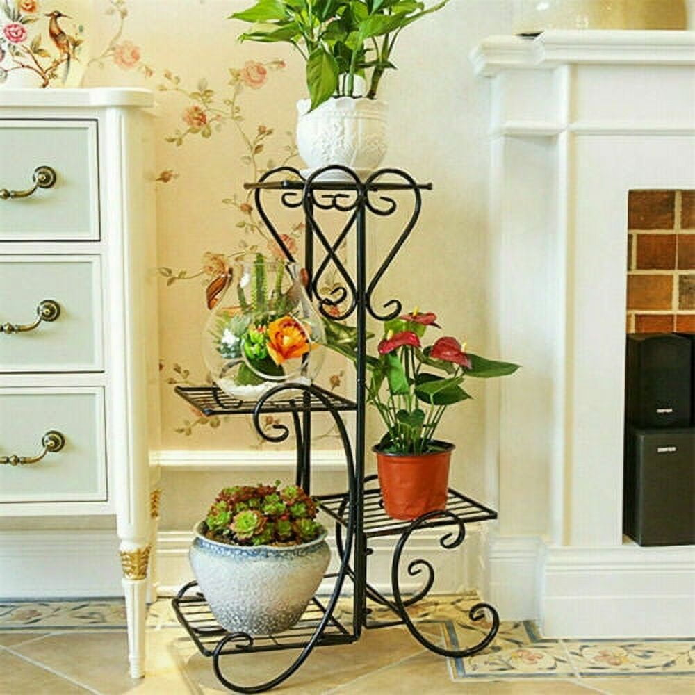 Metal Plant Stand Shelf Flower Pot Holder for Indoor Outdoor 31" Height ...