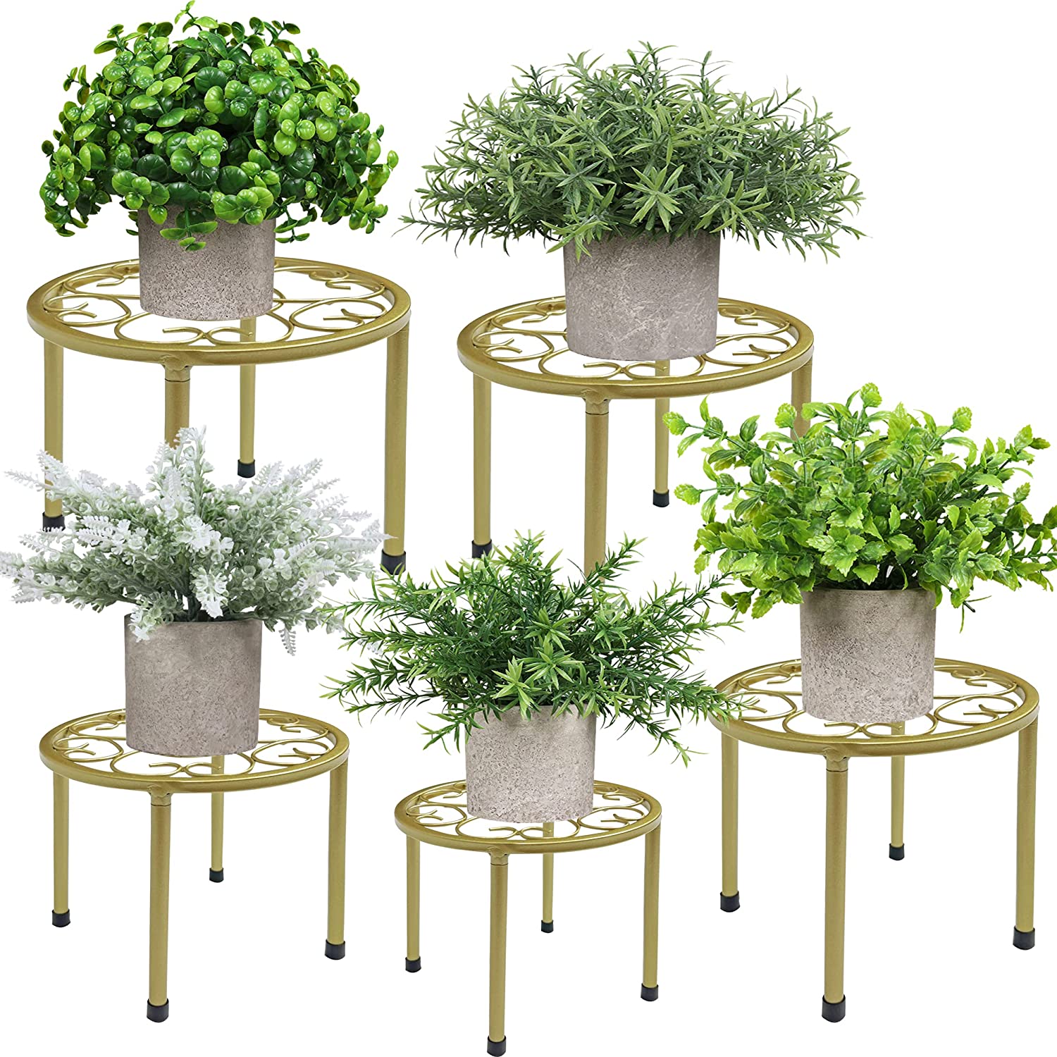 Metal Plant Stands 5-Pack, Heavy Duty Rustproof Iron Corner Flower Pot ...