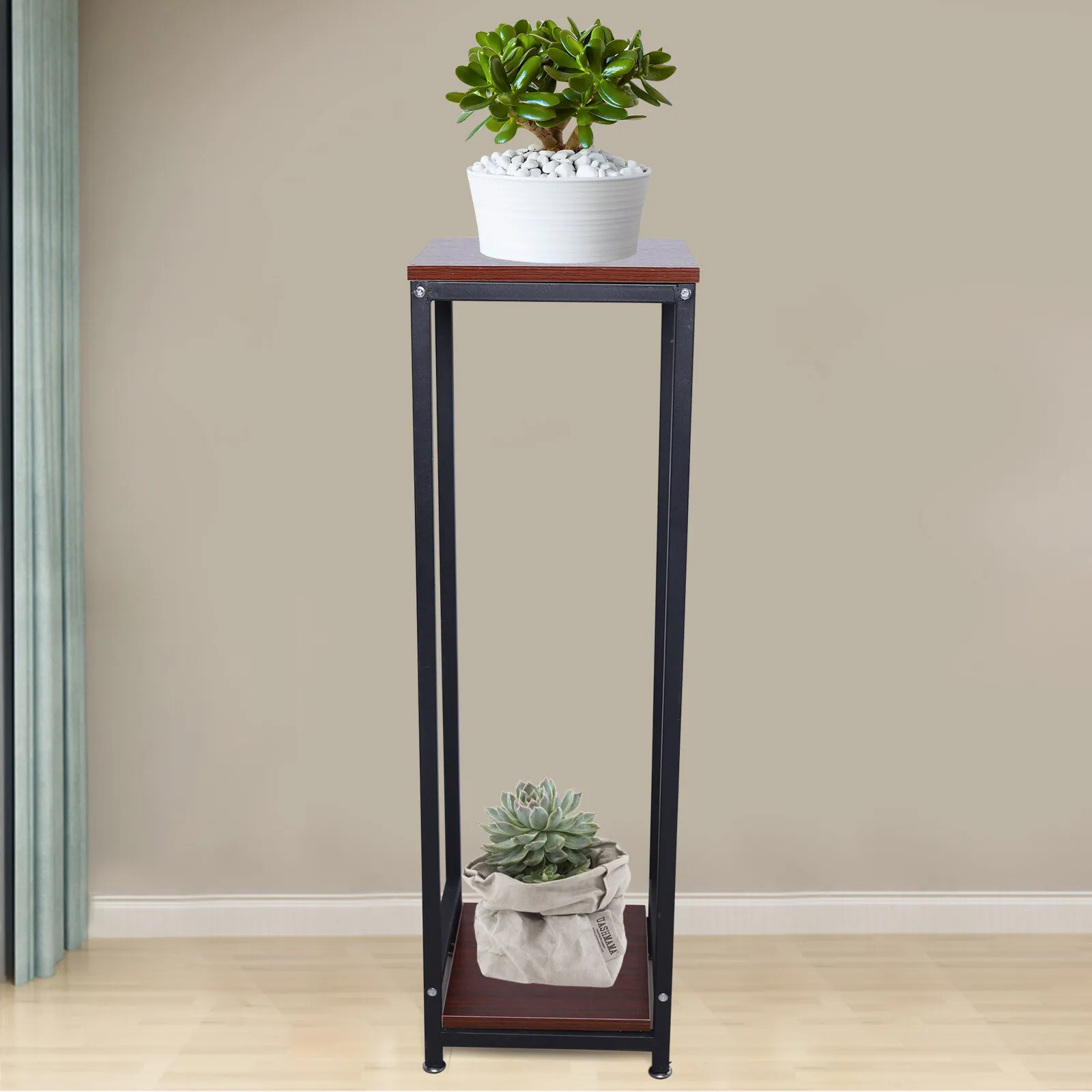 Metal Plant Stands Flower Pot Rack Tall Pedestal Square Plant Display ...