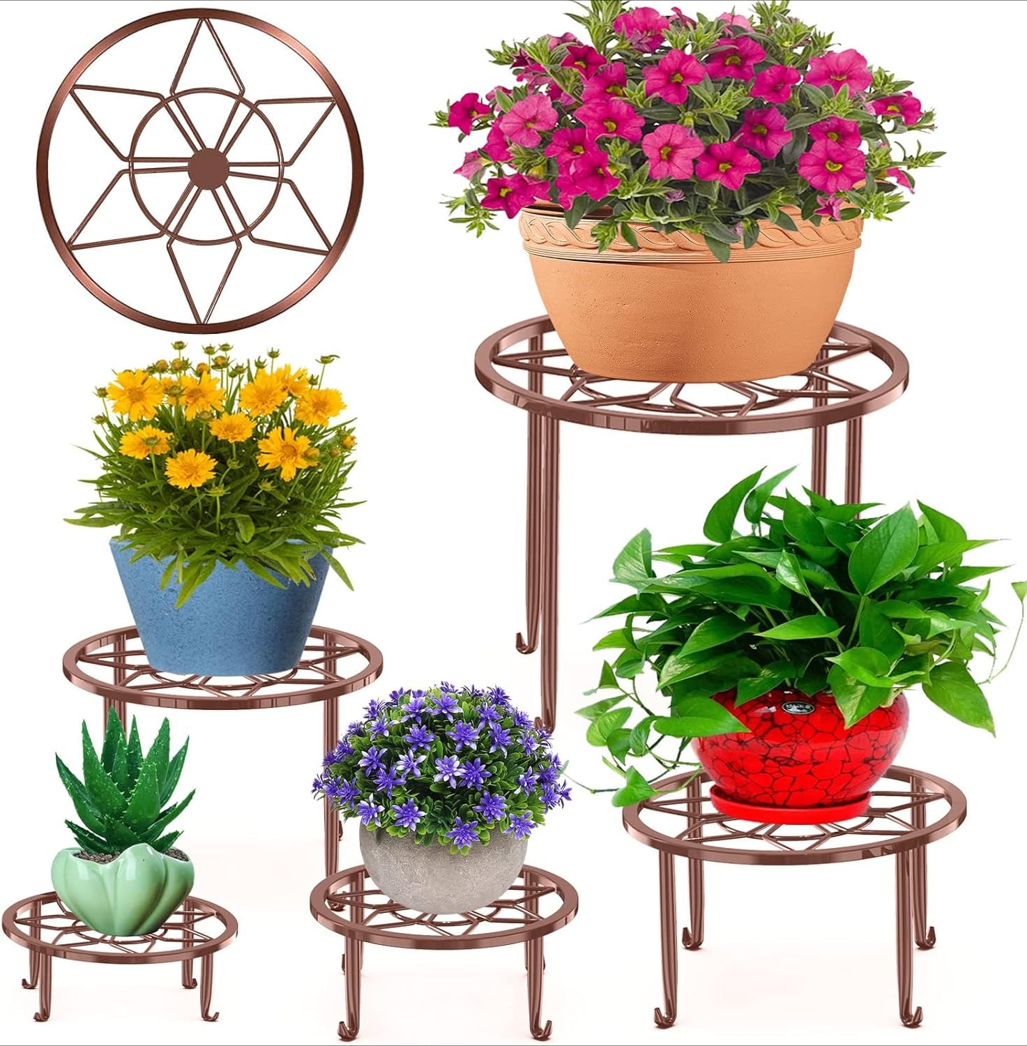 Metal Plant Stands,Heavy Duty Potted Holder for Flower Pot,Indoor Outdoor Metal Rustproof Iron ...