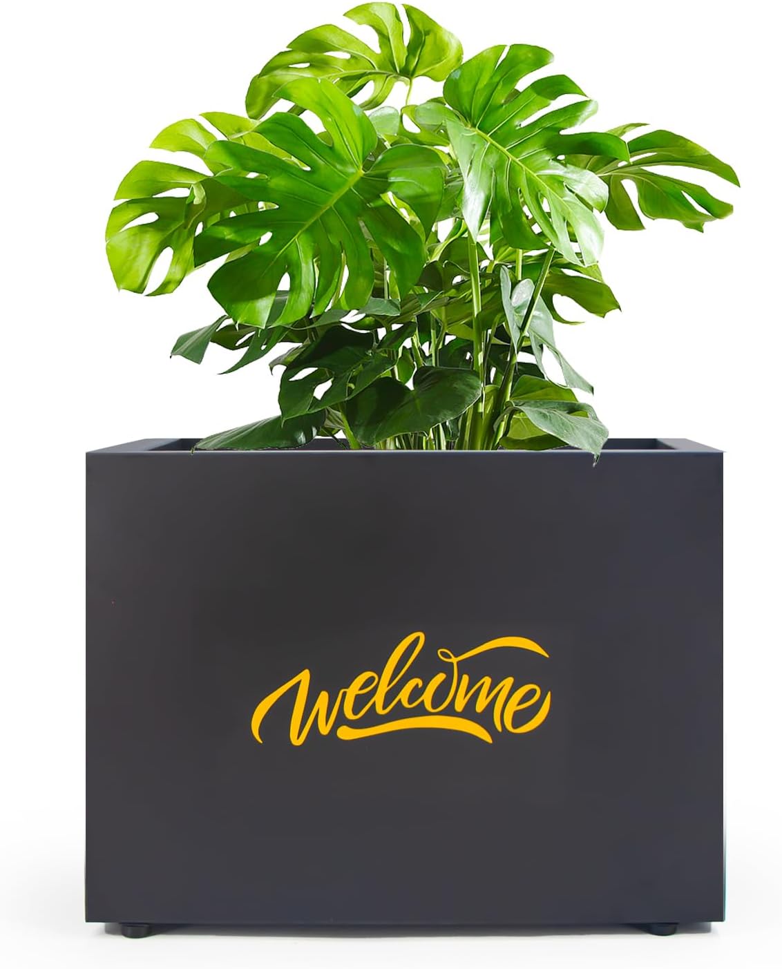 Metal Planter Box Rectangular Block - Galvanized Steel Box with Sign ...
