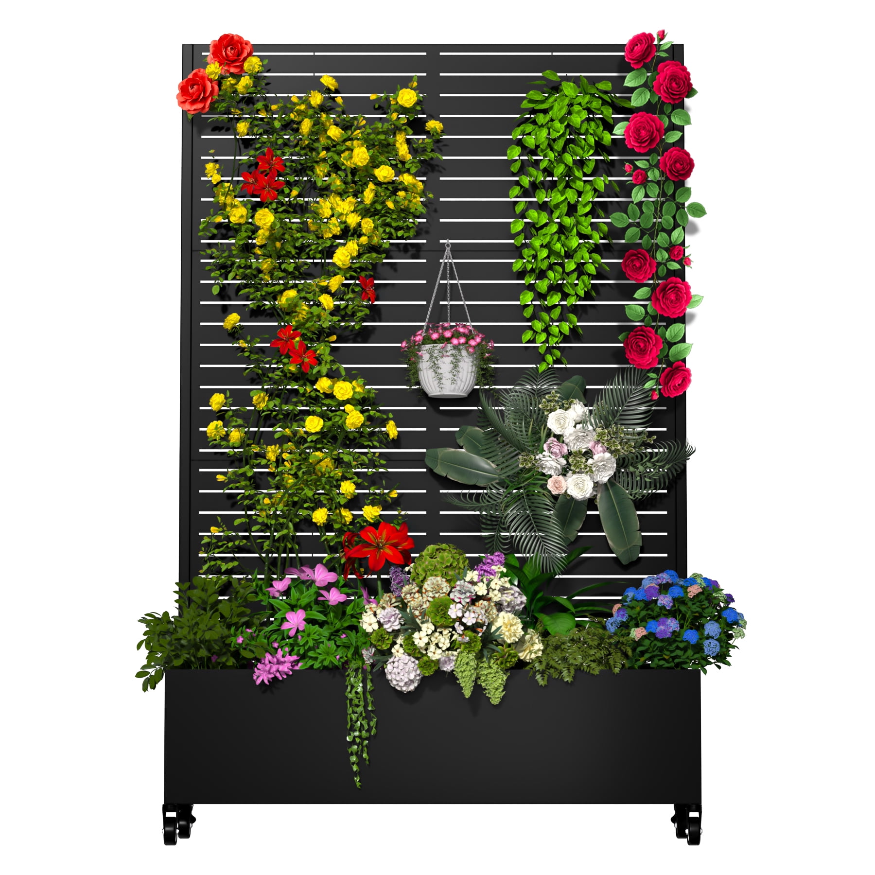 Metal Planter Box with Trellis, 72"x47"x16" Outdoor Galvanized Raised ...