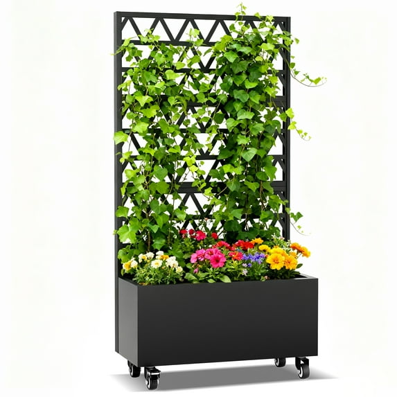 Metal Planter Box with Trellis Raised Garden Bed - 72.05"x35.83"x16.14 ...