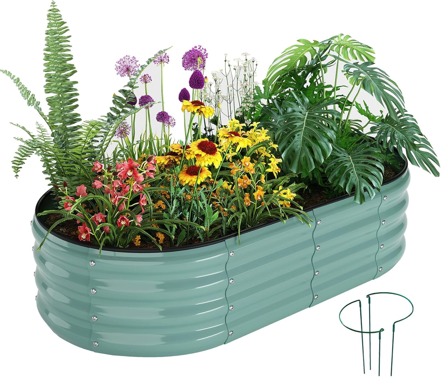 Galvanized Metal Planter Raised Garden Bed Kit for Gardening Outdoor ...