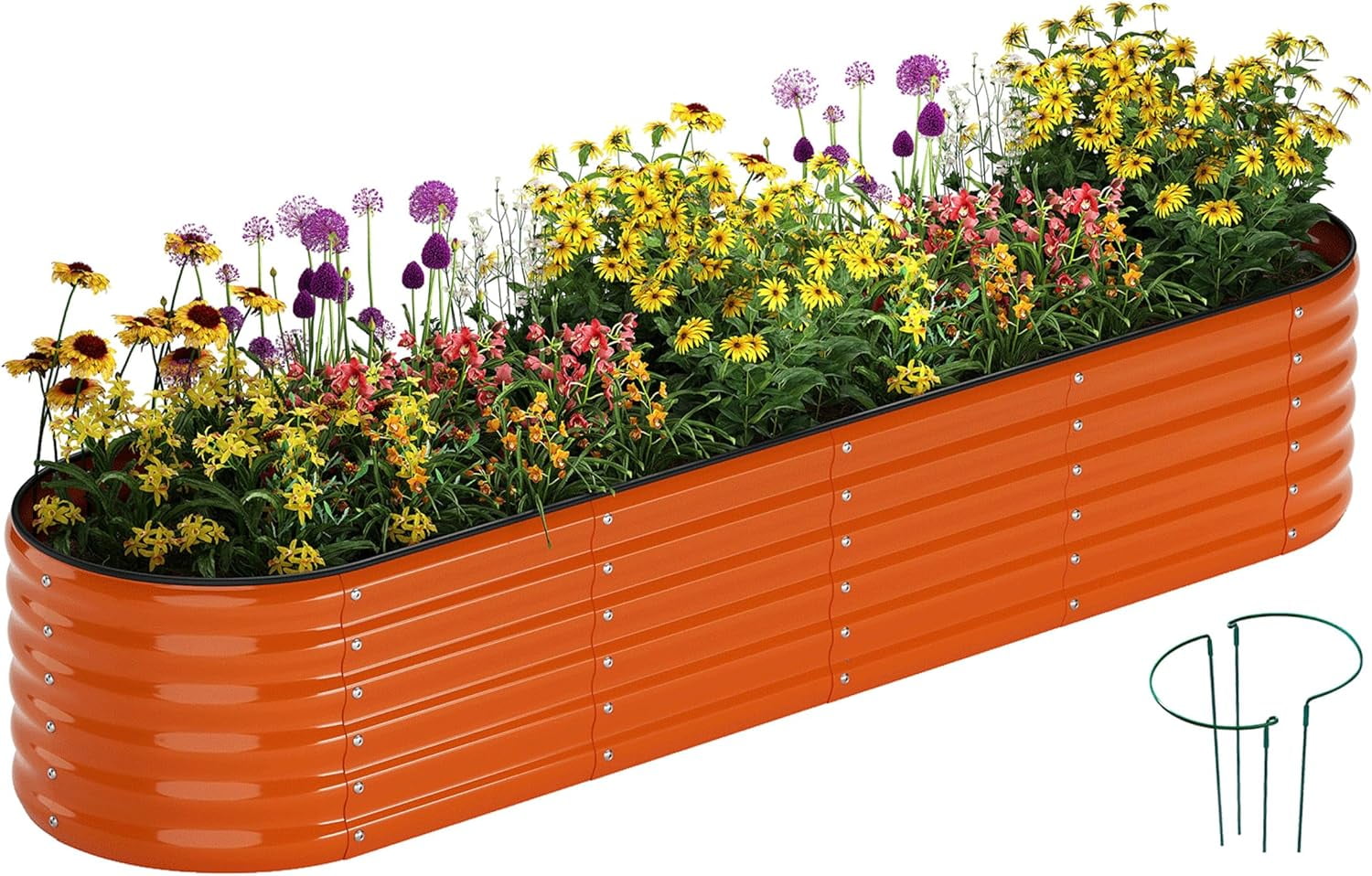Metal Planter Raised Garden Bed Kit for Gardening Outdoor，8x2x1ft ...