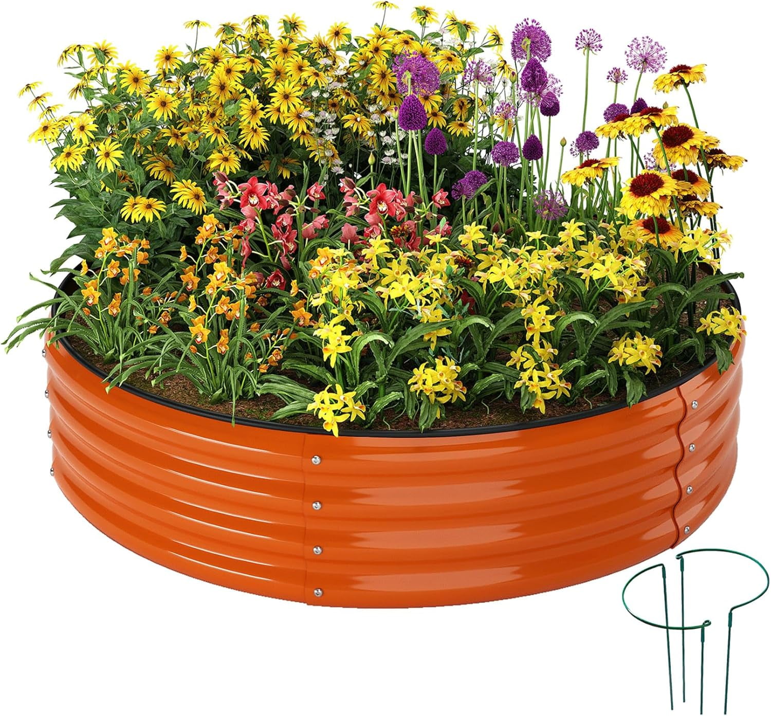 Metal Planter Round Raised Garden Bed Kit for Gardening Outdoor，2x2x1ft ...