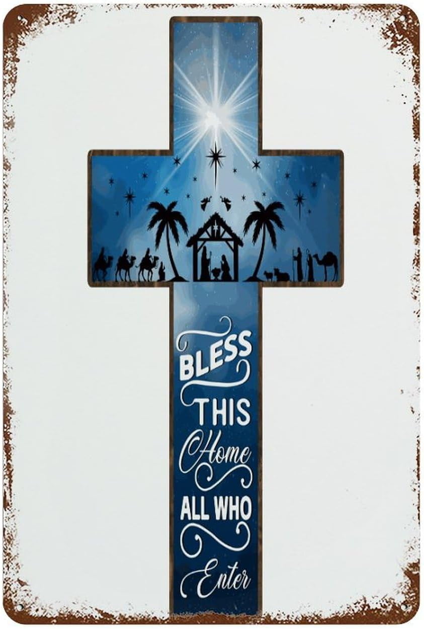 Metal Plaque Bless This Home All Who Enter Signs Christian Catholic ...