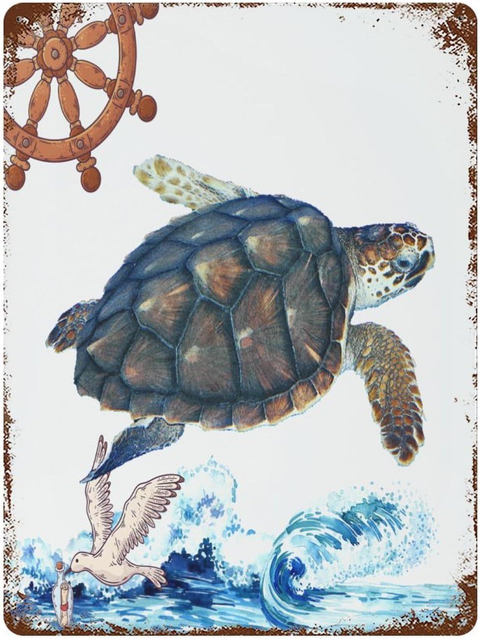 Metal Plaque Ocean Beach Nautical Theme Underwater Sea Turtle Signs ...