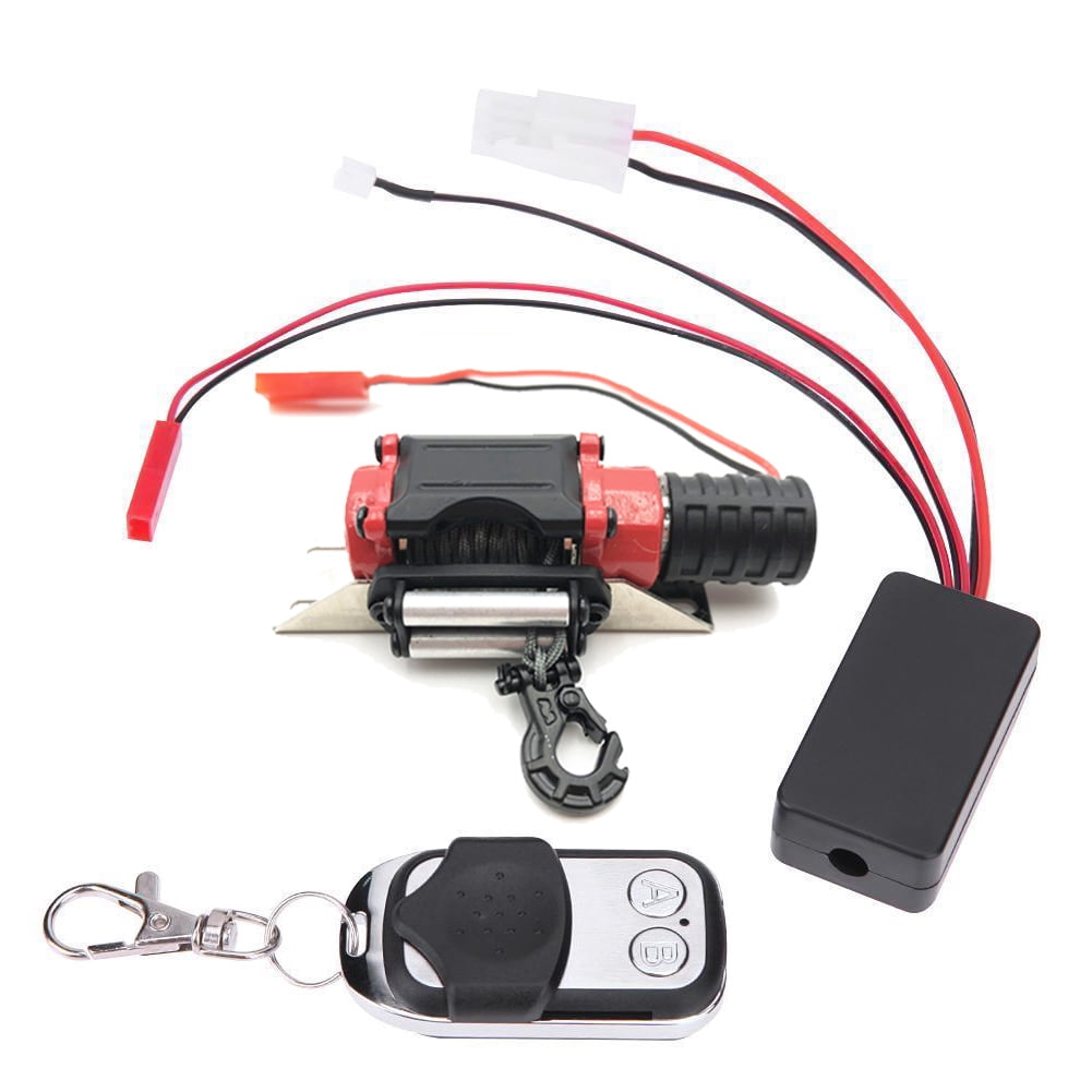 Metal + Plastic 1:10 RC Car Winch Wireless Remote Control Receiver Set ...