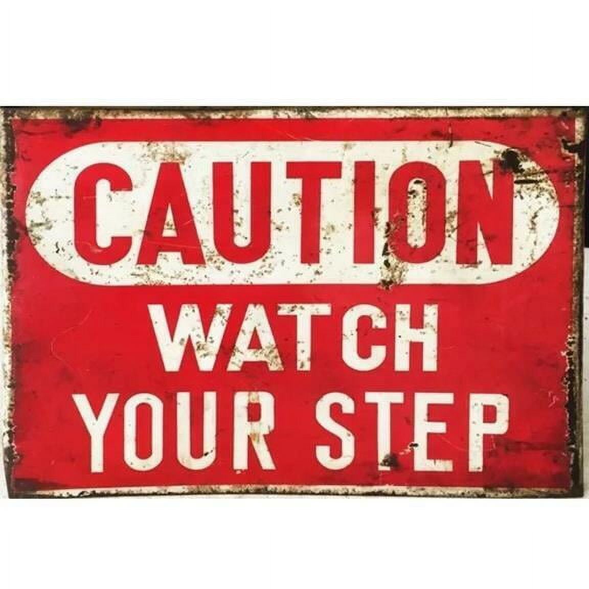 Metal Plate Sign Warn Caution Watch Your Step Home Wall Cave Decor Tin ...