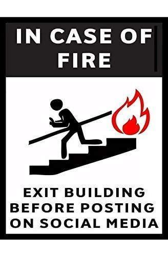 Metal Plate Sign Warn In Case Of Fire Exit Before Message Social Media ...