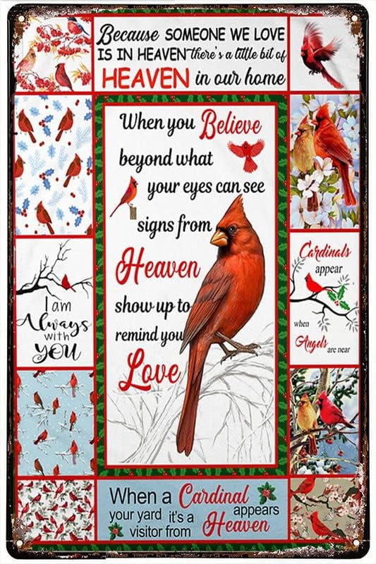 Metal Plate Tin Sign Red Cardinals Because Someone We Love Is In Heaven ...